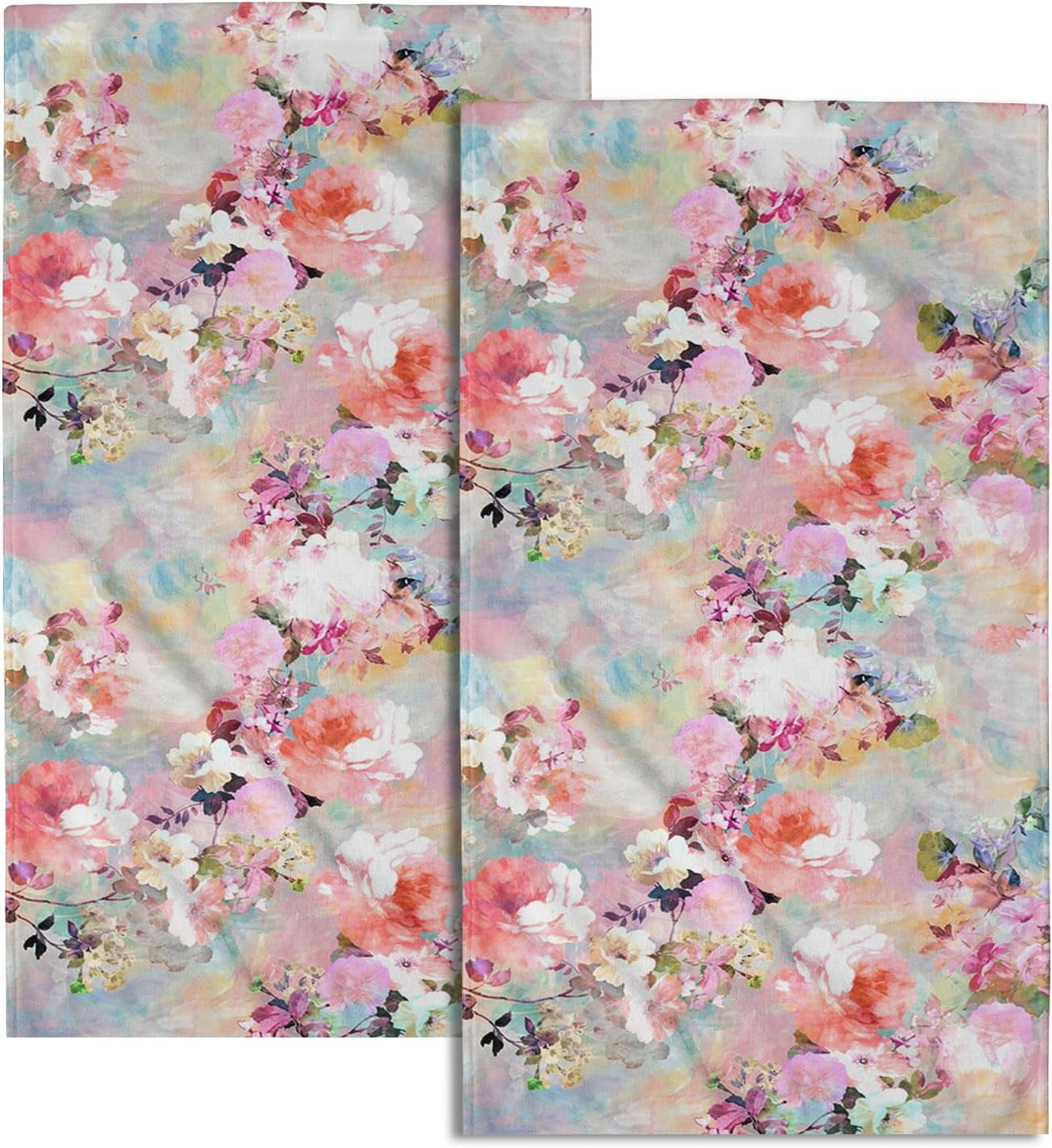 Peony Flowers Hand Towels - Wildflowers Kitchen Towels Set of 2 Spring ...