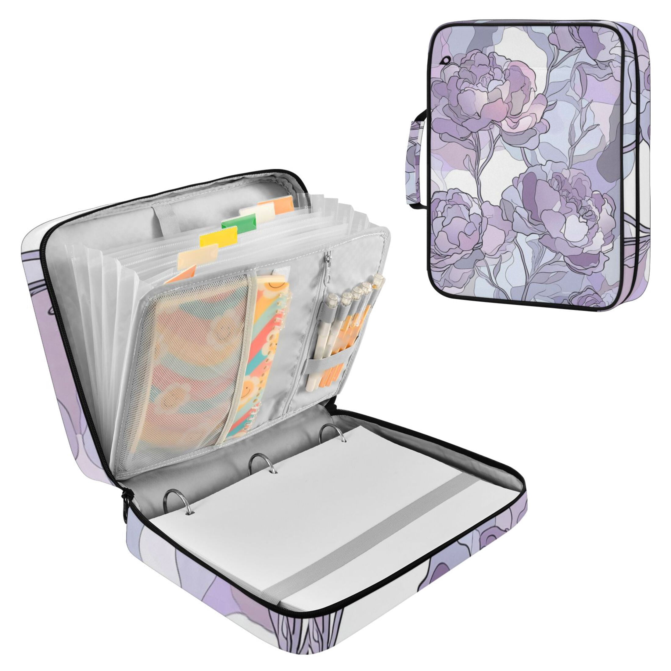 Peony Flowers with Abstract Lines Accordion File Organizer Expanding ...