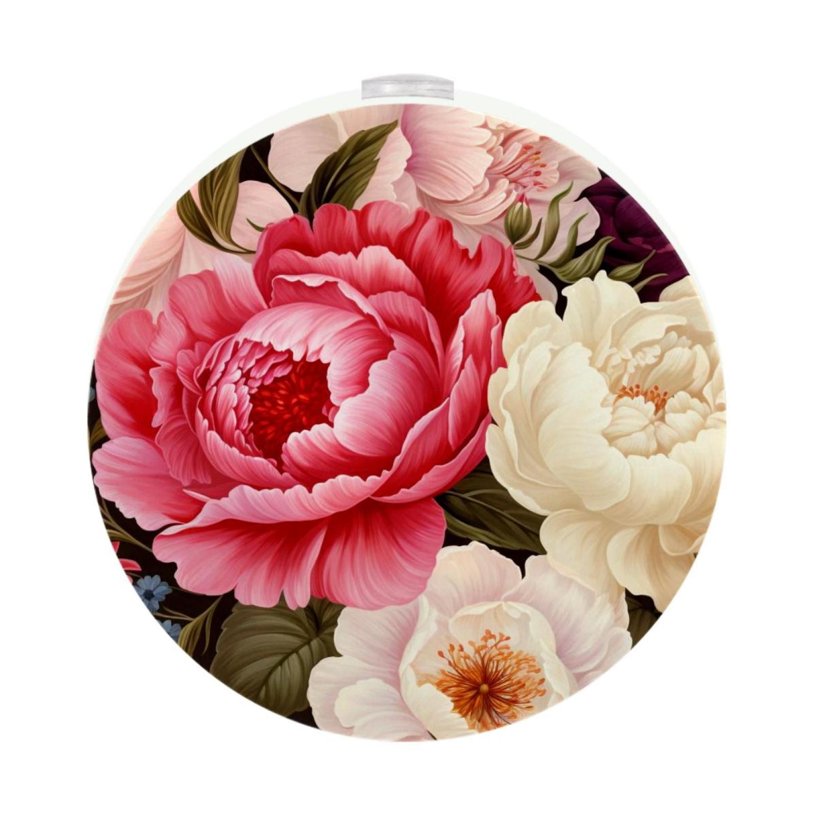 Peony LED Round Night Light-2PCS, Energy Efficient Plug-in Bedroom ...
