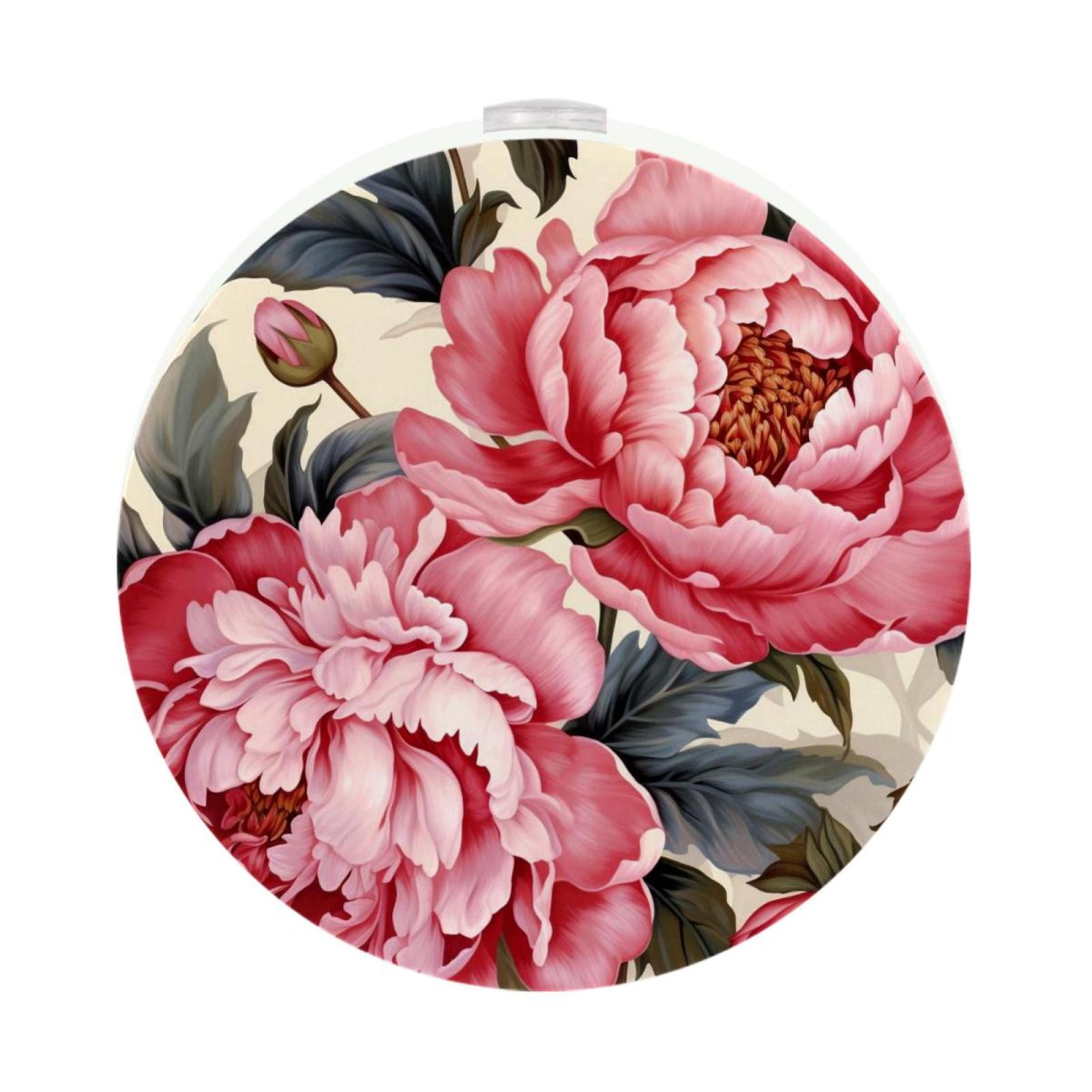Peony LED Round Night Light-2PCS, Plug-in Mini Wall Socket Soft White ...