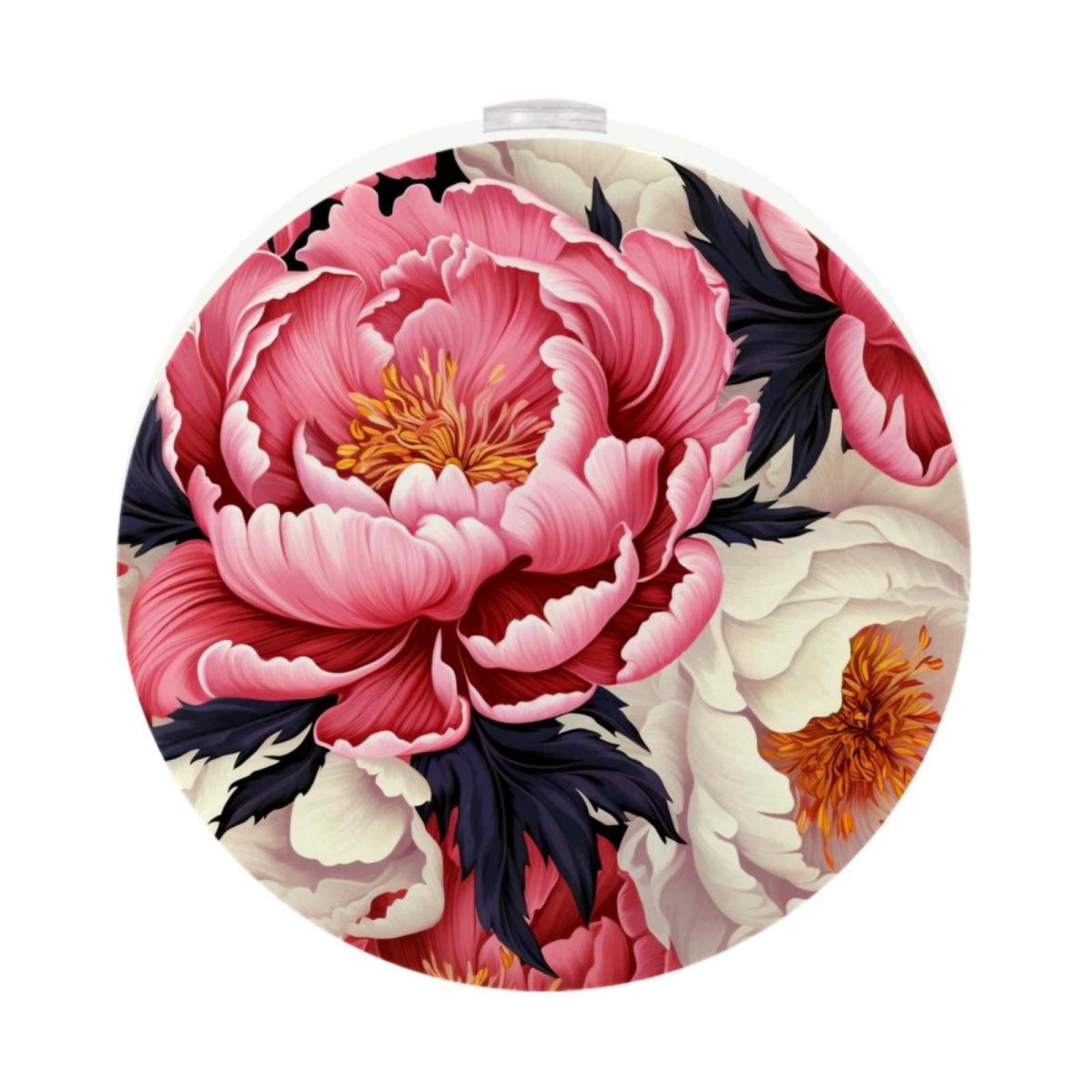 Peony LED Round Night Light-2PCS, Plug-in Wall Lamp with Dusk to Dawn ...