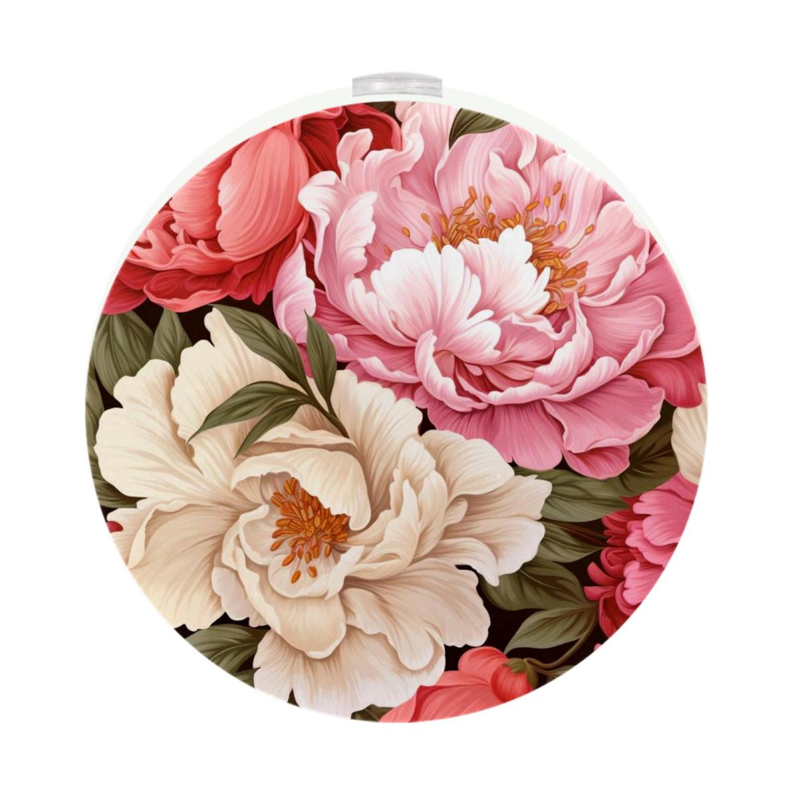 Peony LED Round Night Light-2PCS for Nursery and Bedroom, Plug-in Dusk ...
