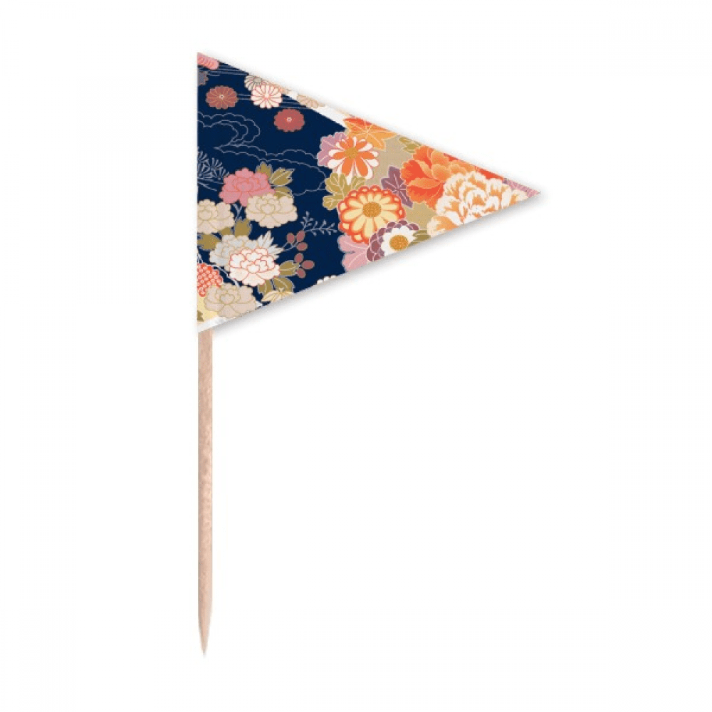 Peony Maple Pattern Japan Toothpick Triangle Cupcake Toppers Flag ...