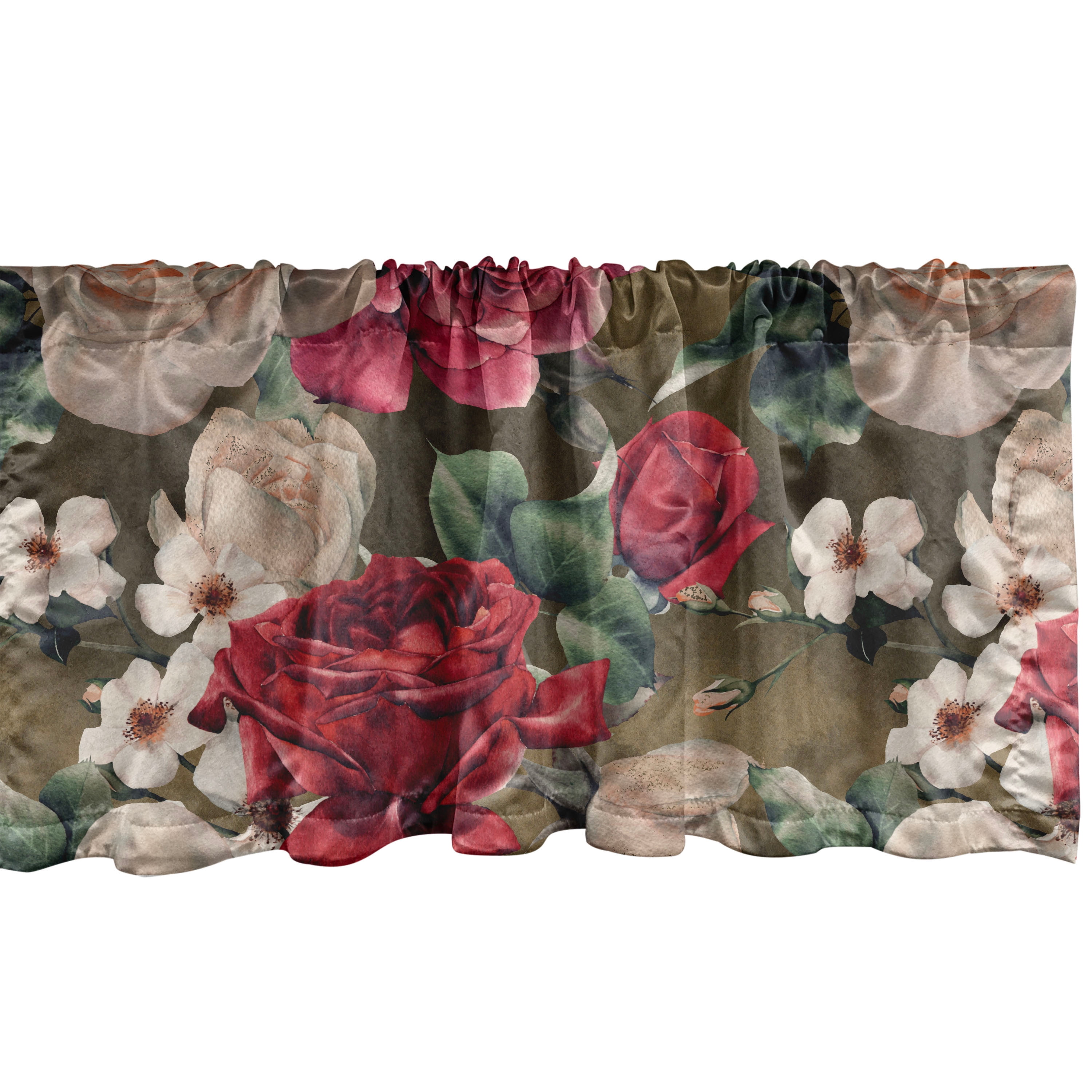 Peony Pattern Window Valance, Vintage Design Romantic Flowers with ...