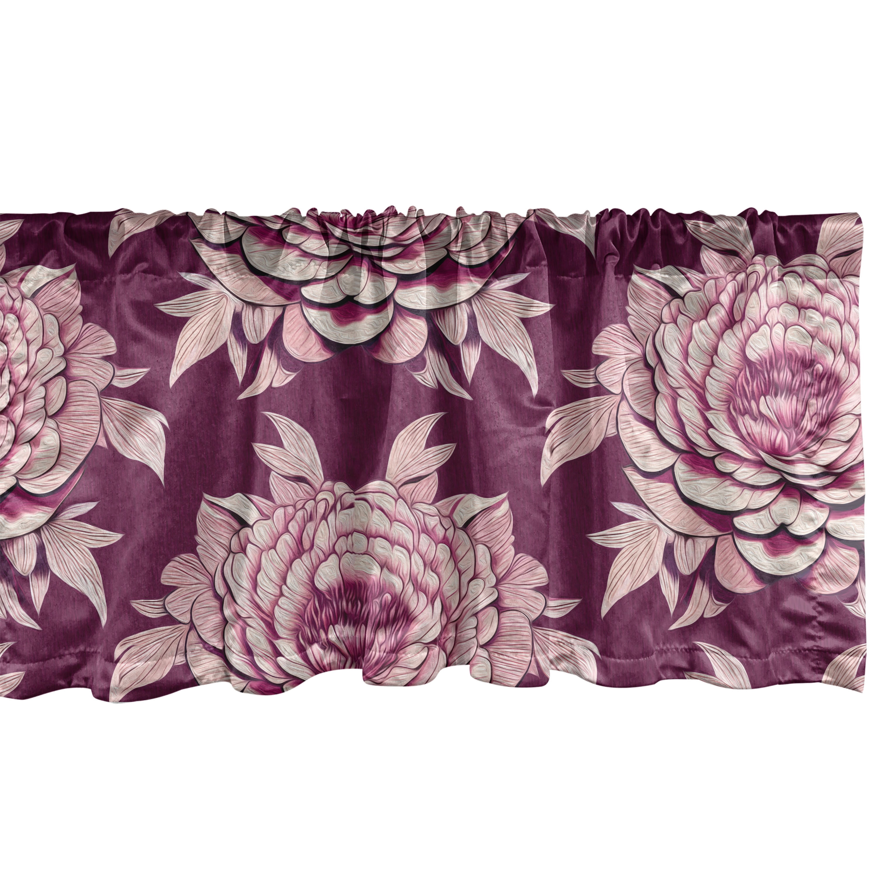Peony Pattern Window Valance, Vintage Flowers Boho Retro Ornaments ...