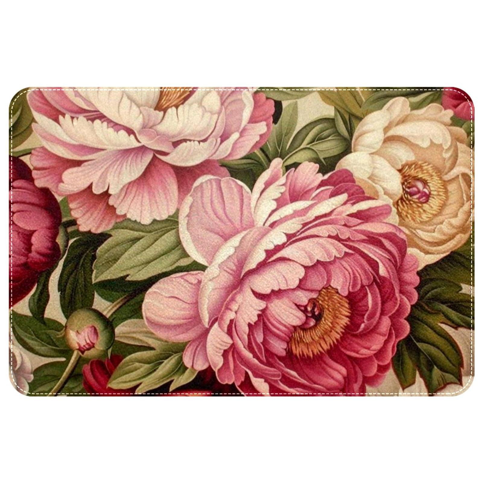 Peony Polyester Indoor Mat Non-Slip Area Rug Chair Rugs Machine ...