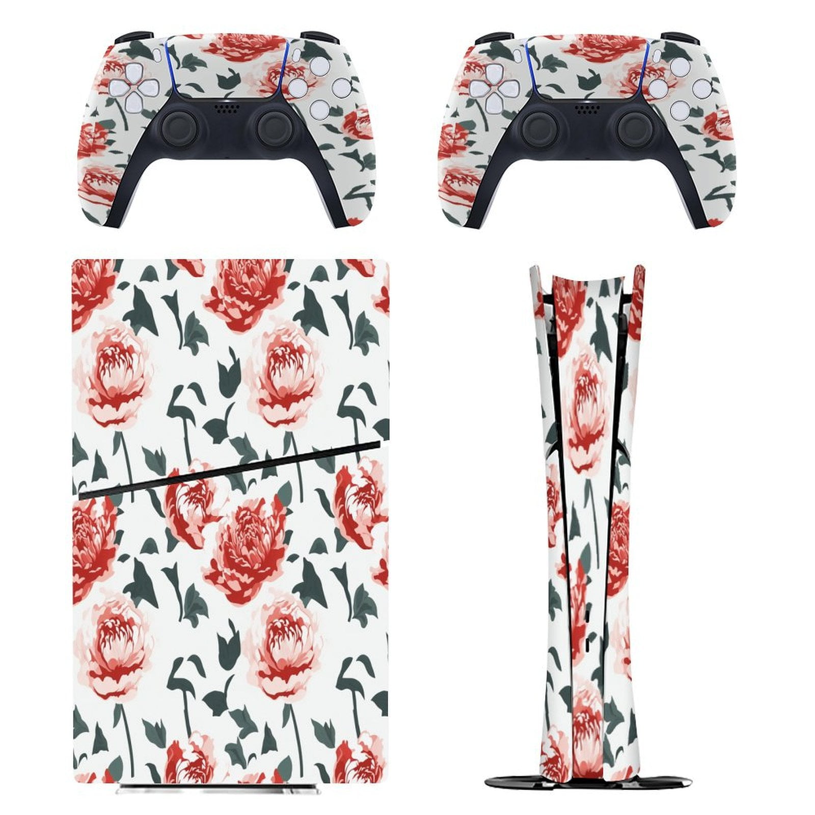 Peony, Red, Flower PS5/PS5 Slim Digital Disc Skin Sticker For Console ...