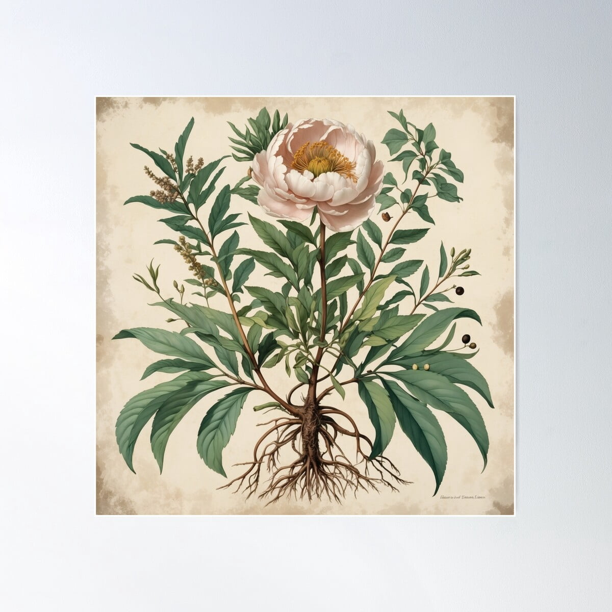 Peony Roots And Bloom Poster Wall Art, Modern Wall Decor For Living ...