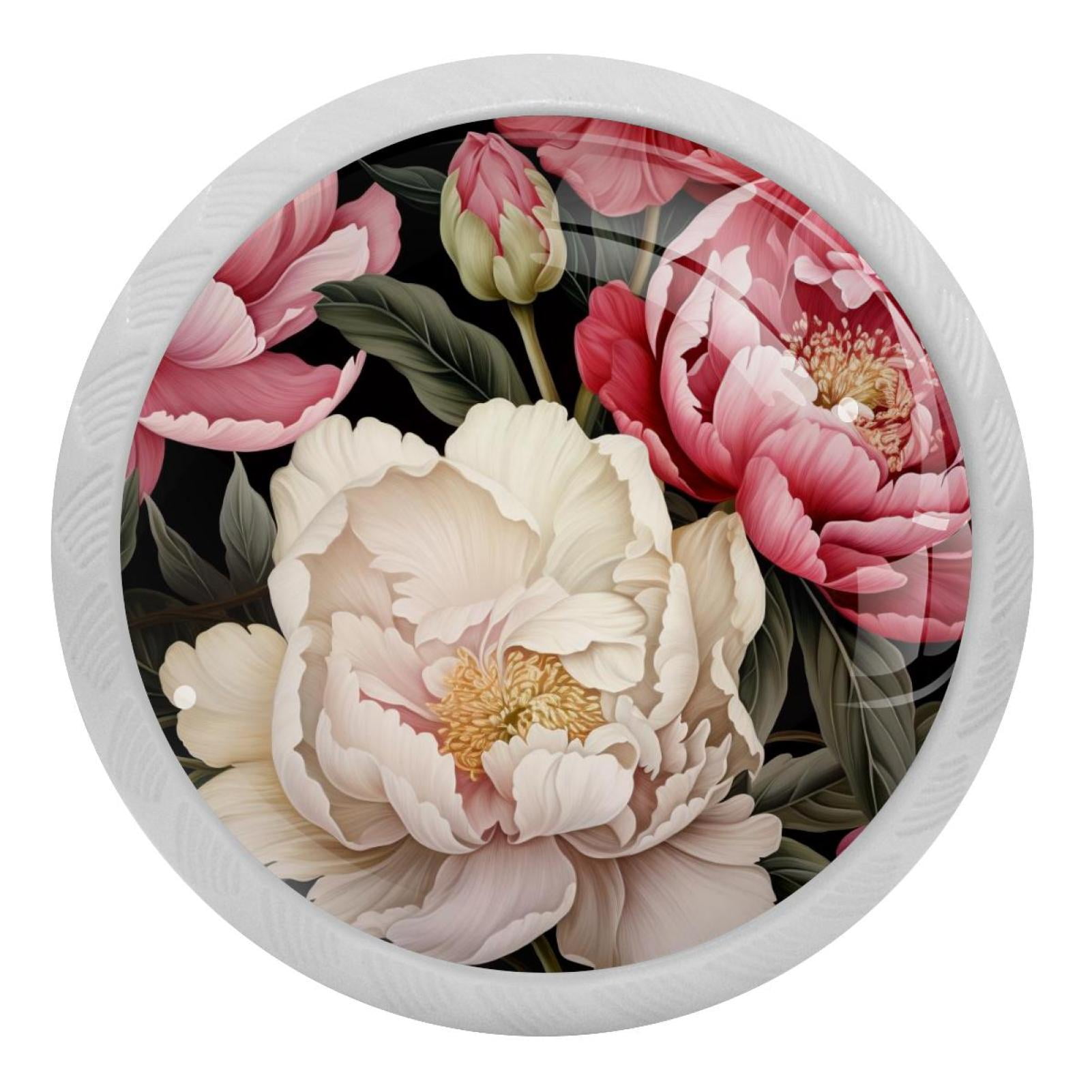 Peony Round Glow-in-the-Dark Fluorescent Cabinet and Dresser Knobs - 4 ...