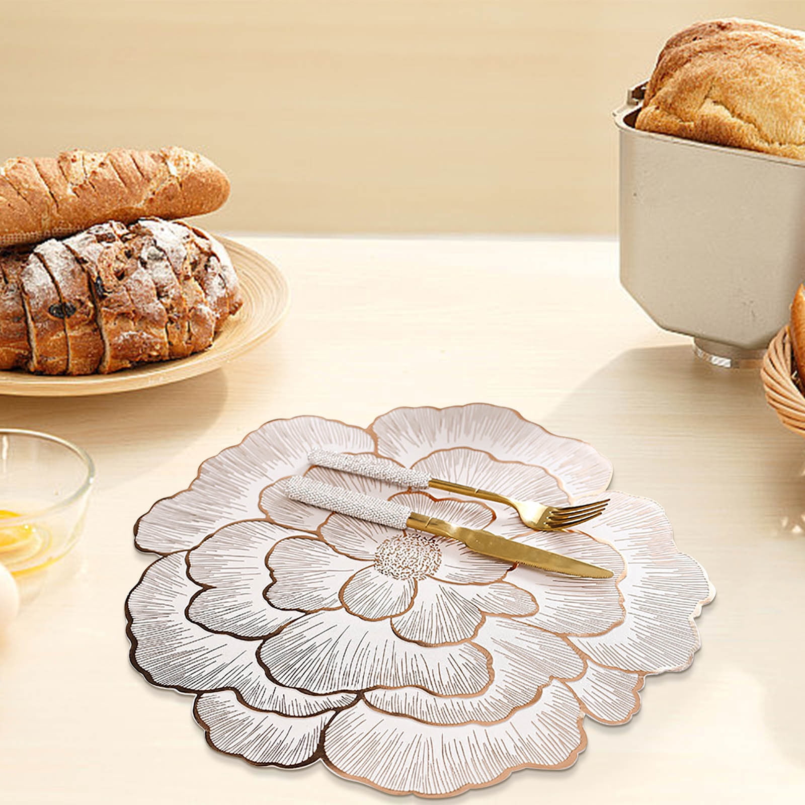 Peony Style Decorative Round PVC Placemats | Hot Stamping Hollow Out ...