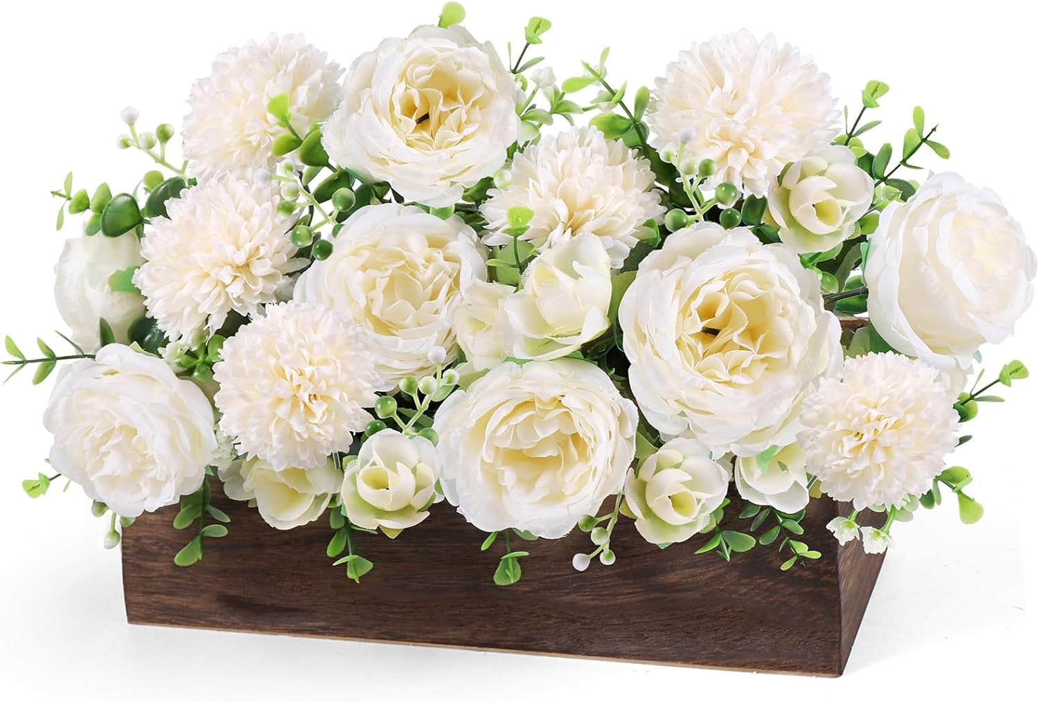 Peony Table Centerpieces Rustic Artificial Floral Arrangements Wooden ...