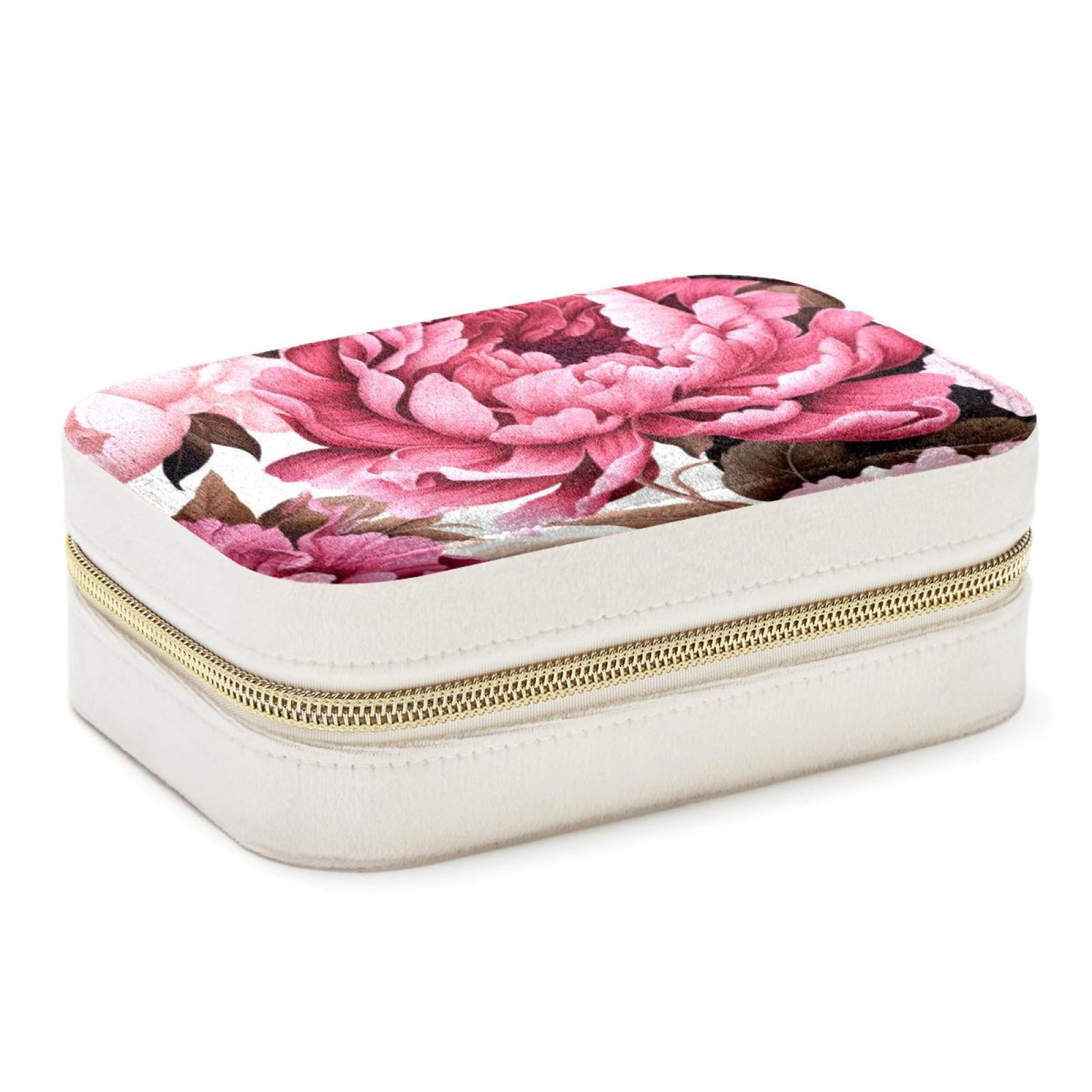 Peony Velvet Portable Travel Organizer Box with Removable Compartment ...