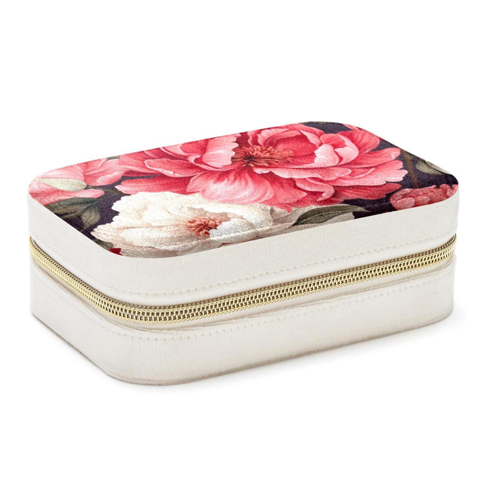 Peony Velvet Portable Travel Organizer Box with Removable Compartment ...