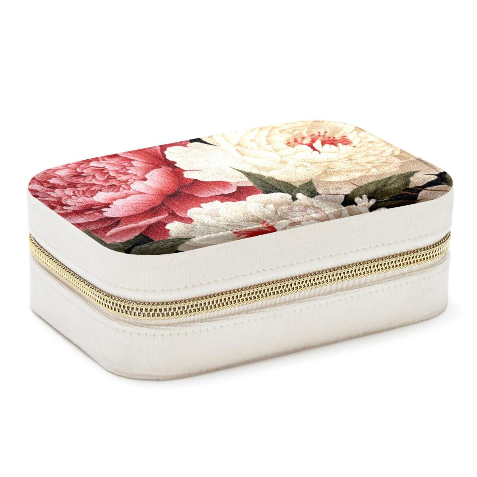 Peony Velvet Portable Travel Organizer Box with Removable Compartment ...