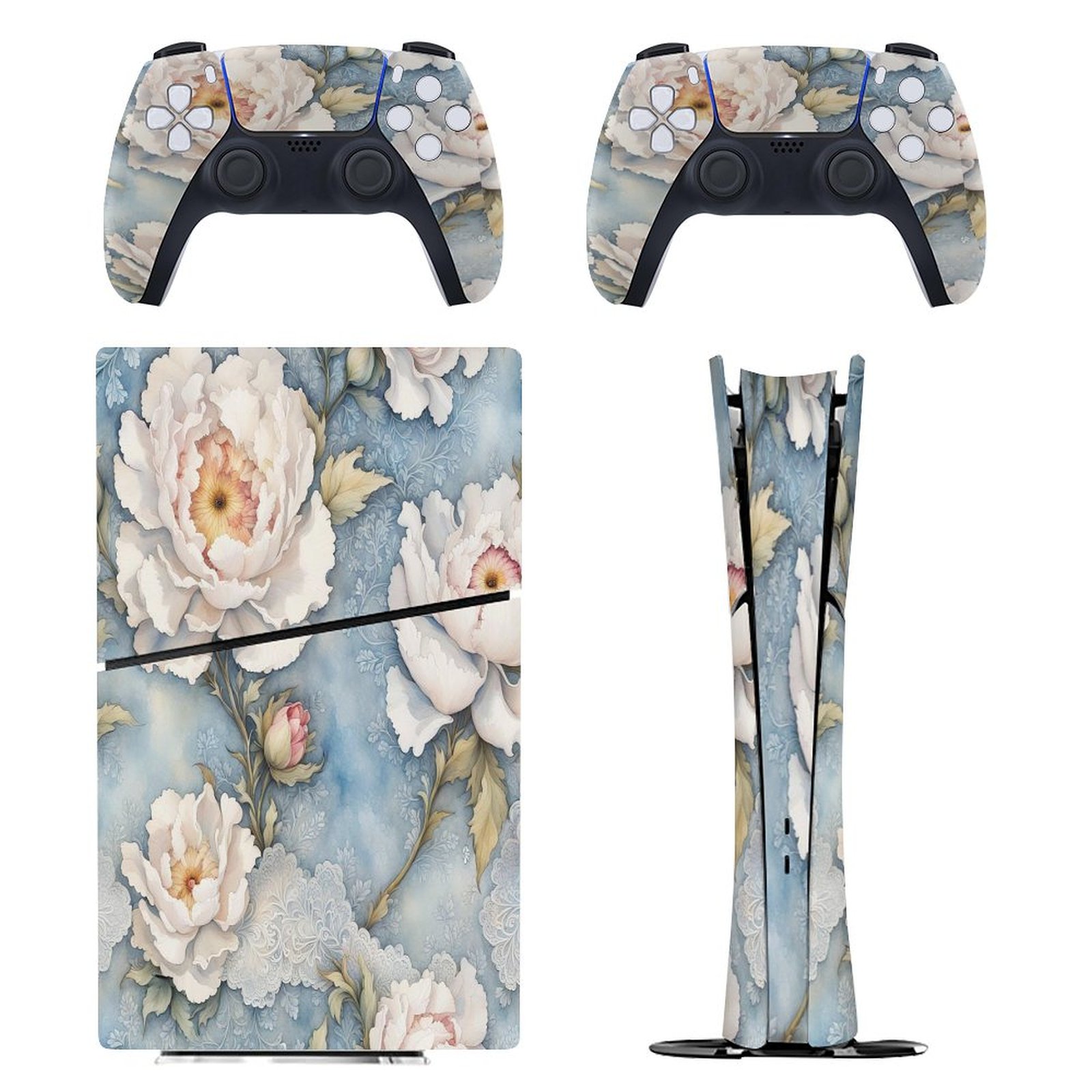 Peony, White Blue PS5/PS5 Slim Digital Disc Skin Sticker For Console ...