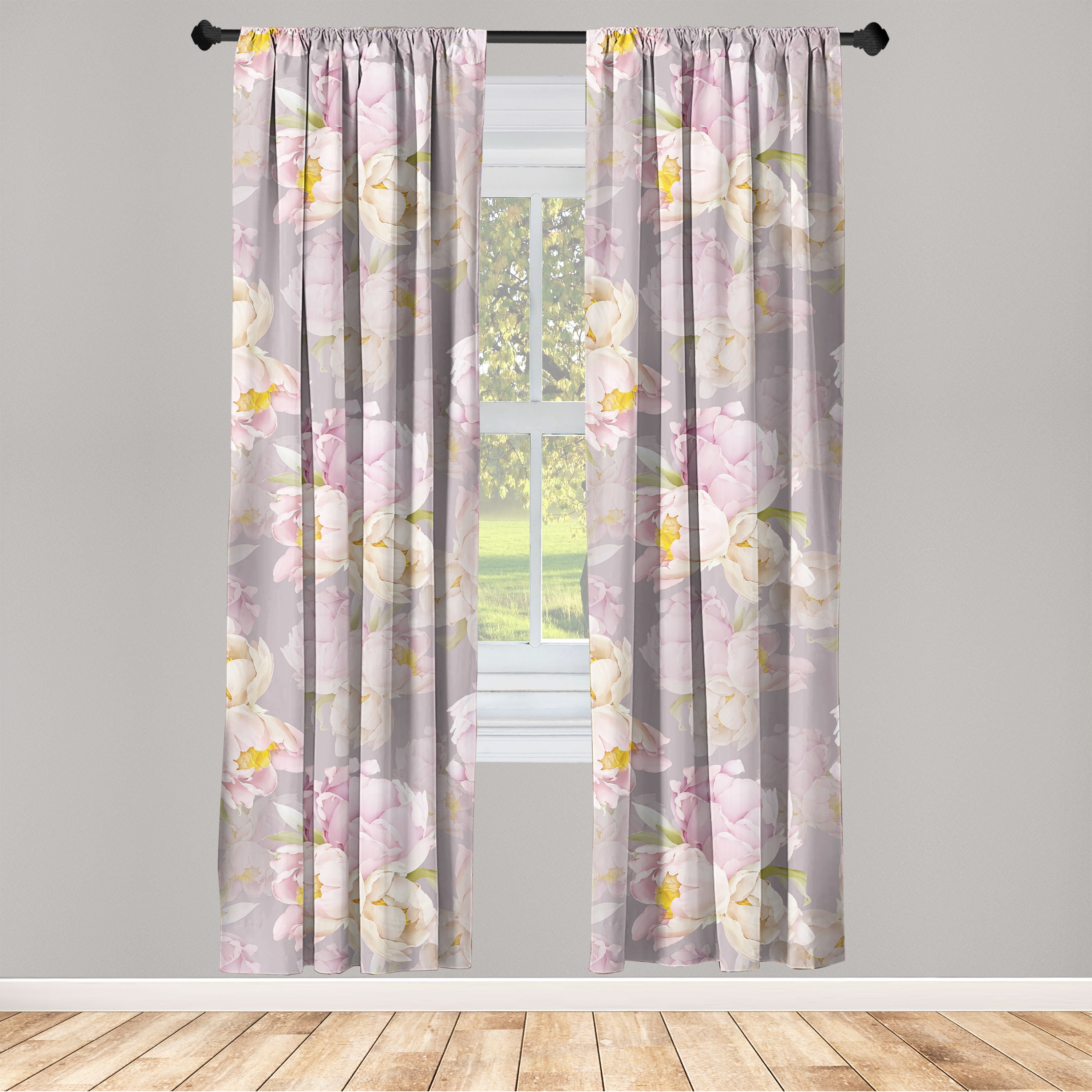 Peony Window Curtains, Delicate Floral Scene with Romantic Feels ...