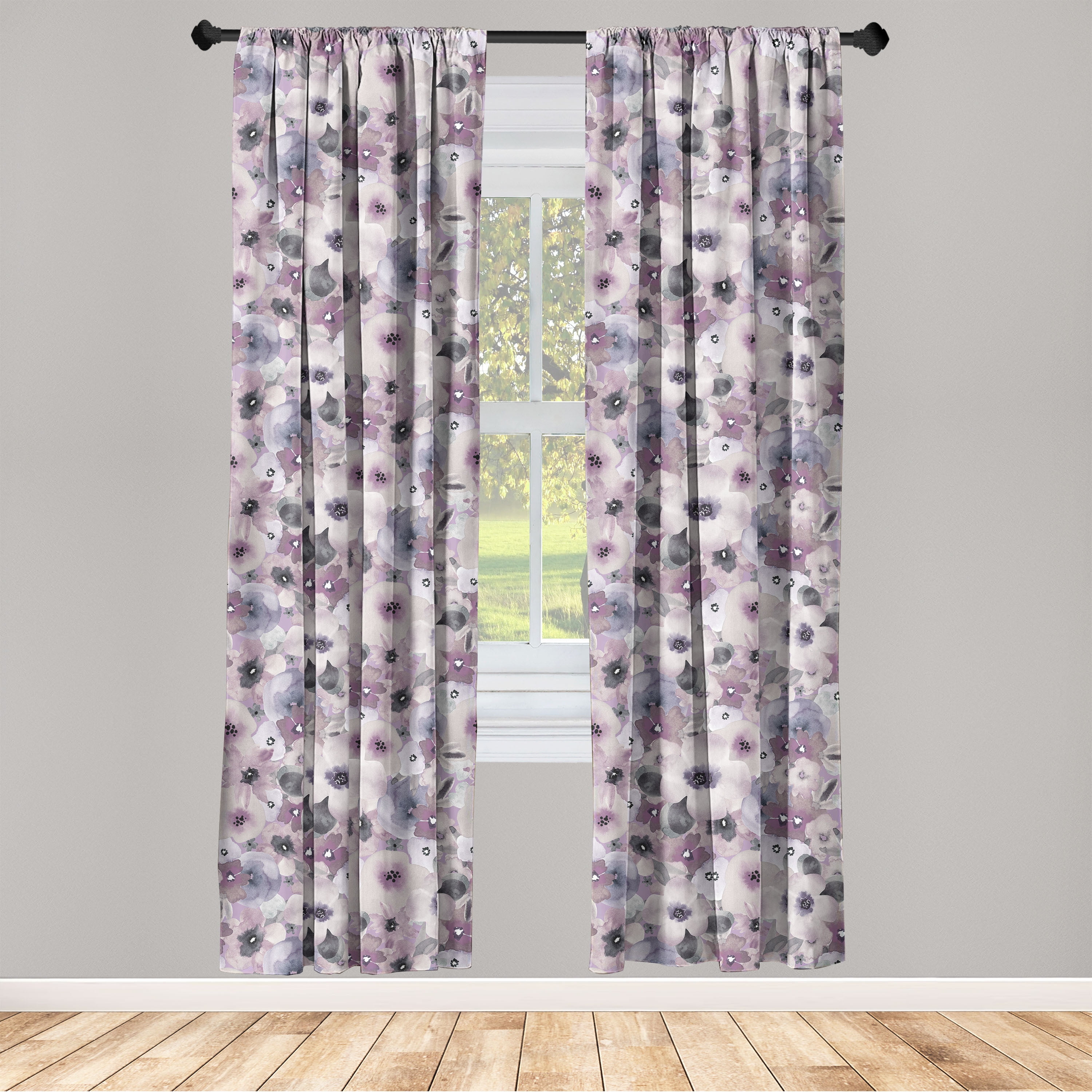 Peony Window Curtains, Nostalgic Dreamy Garden Scene Flowers Vintage ...