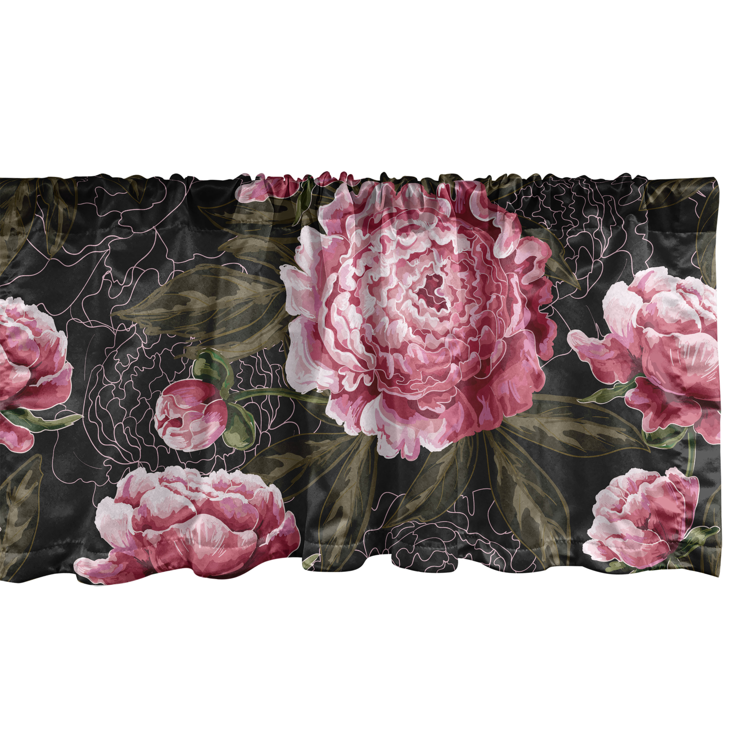 Peony Window Valance, Pastel Colors Vintage Flowers Boho with Leafy ...