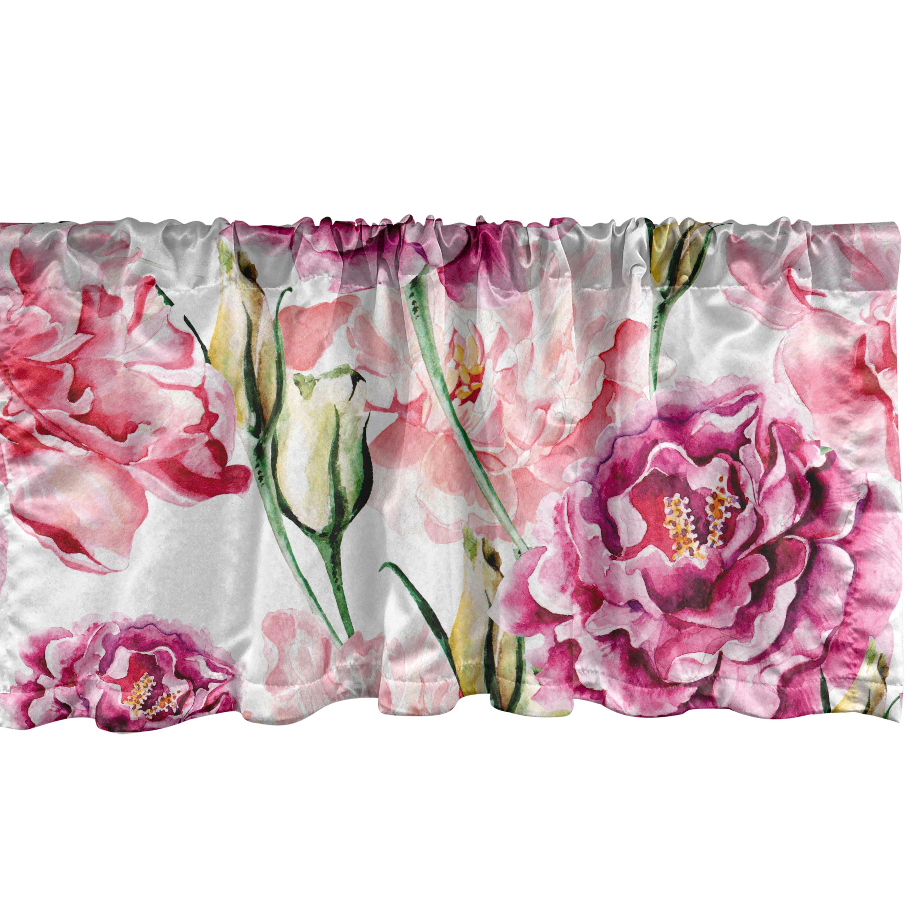 Peony Window Valance, Springtime Artwork of Watercolor Style Flowers ...