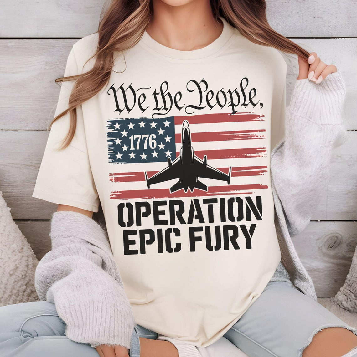 We The People 1776 Operation Epic Fury Fighter Jet American Flag ...