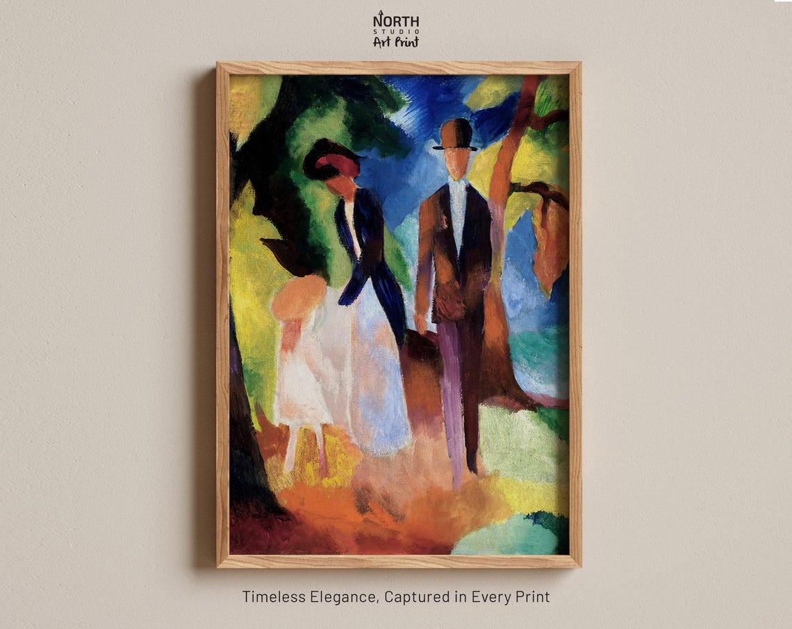 People By A Blue Lake, August Macke, Colorful Poster, Fine Art Print ...