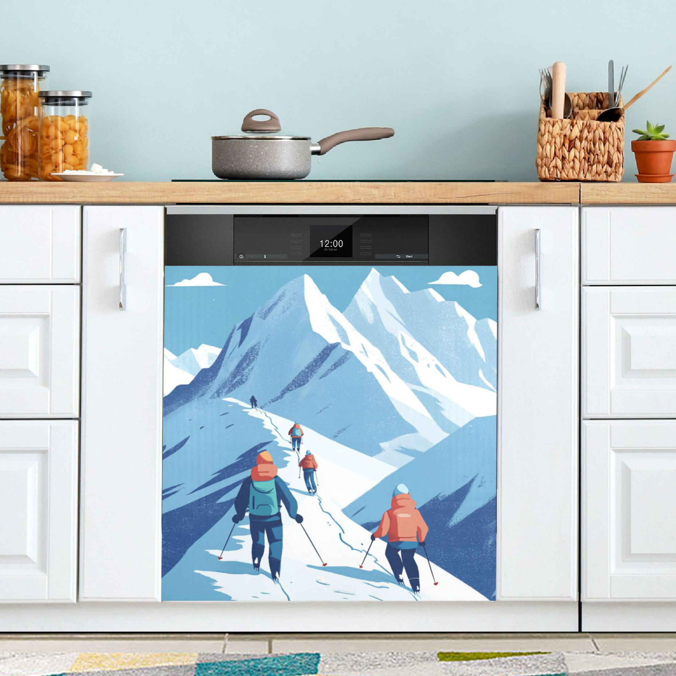 People Climbing Snow Mountain Dishwasher Magnet Refrigerator Magnetic ...