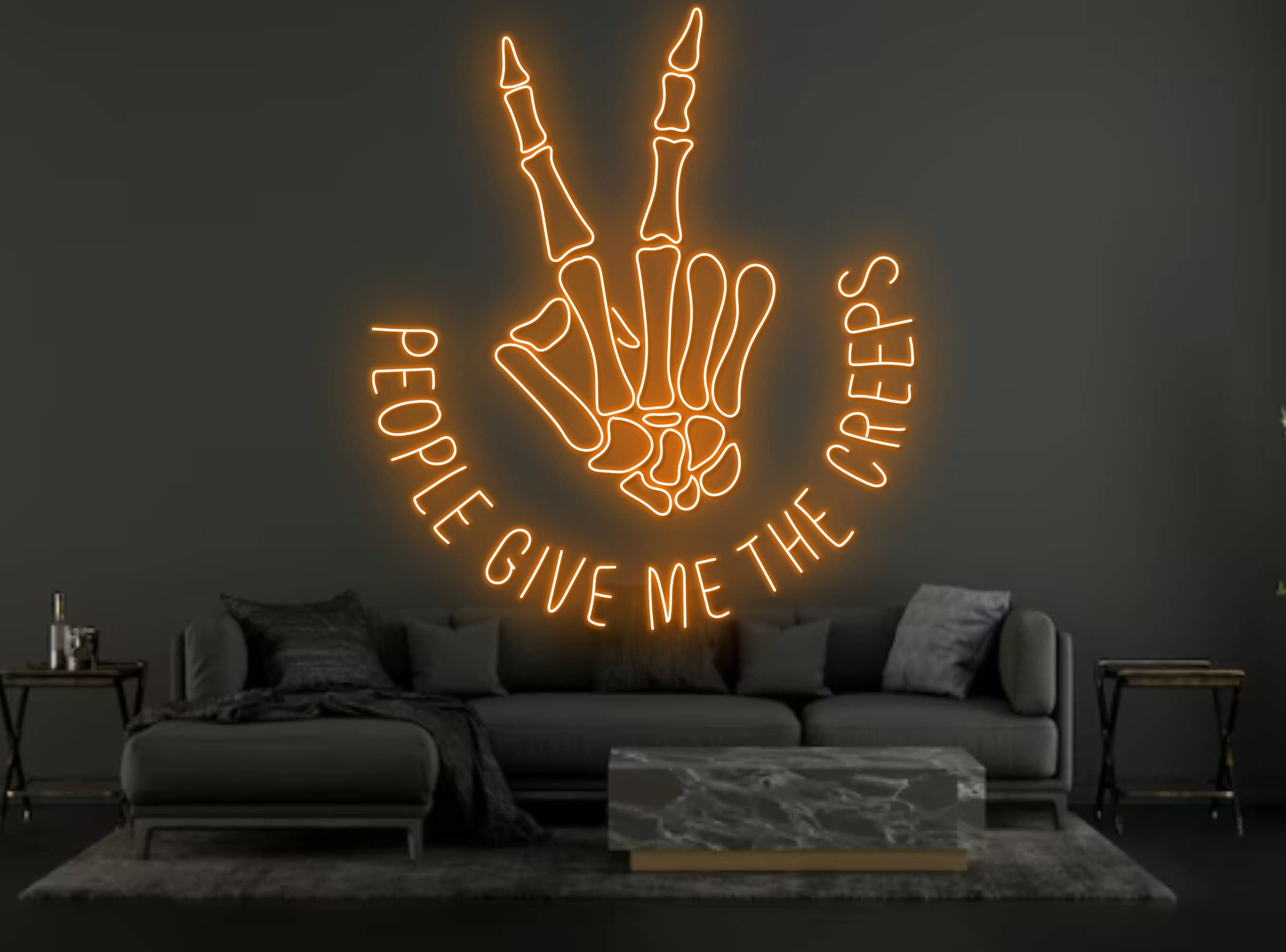 People Give Me The Creeps Calaveras Skull Neon Sign - Walmart.com