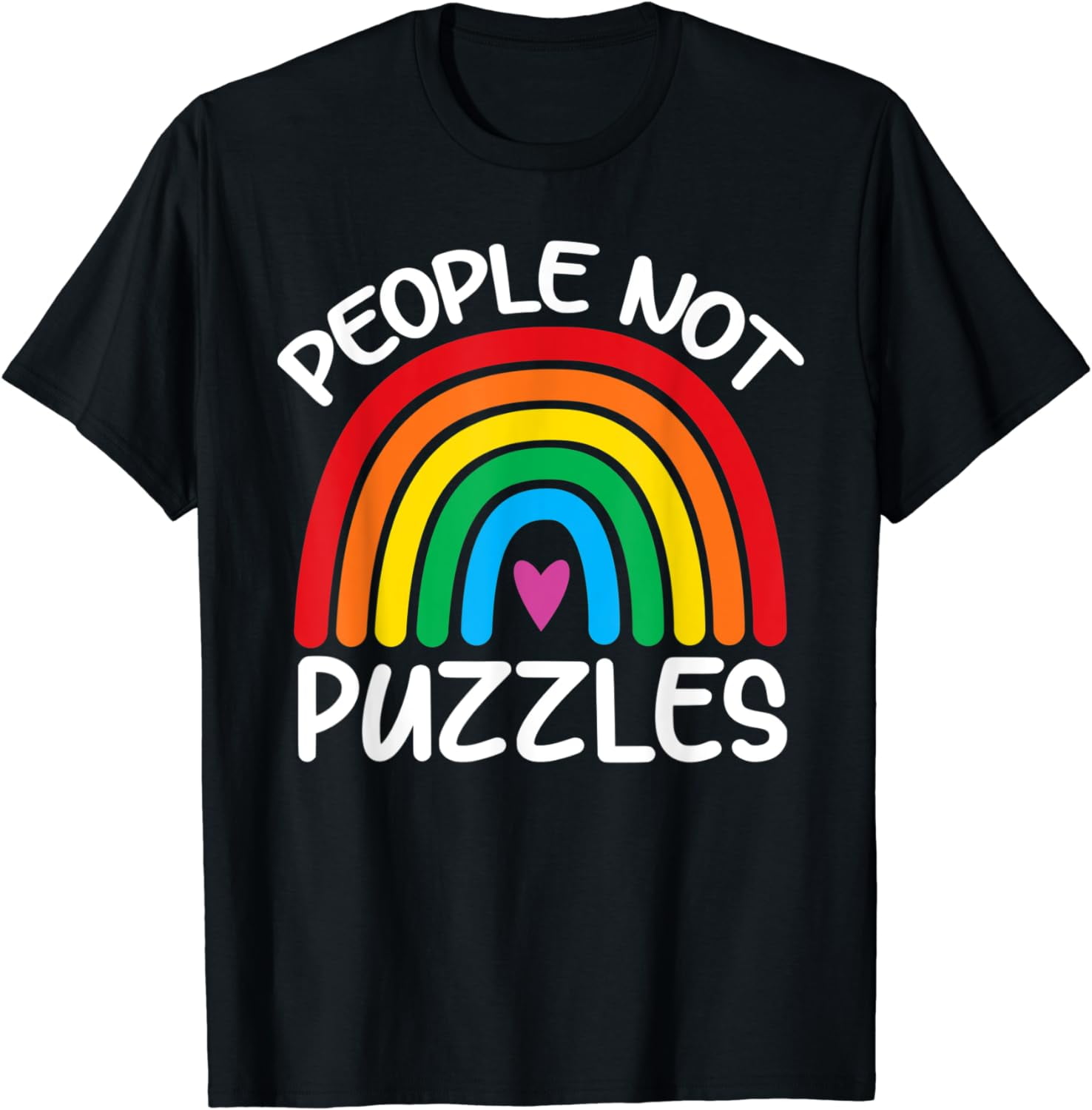 People Not Puzzles Rainbow Autism Awareness Month Blue T-Shirt ...