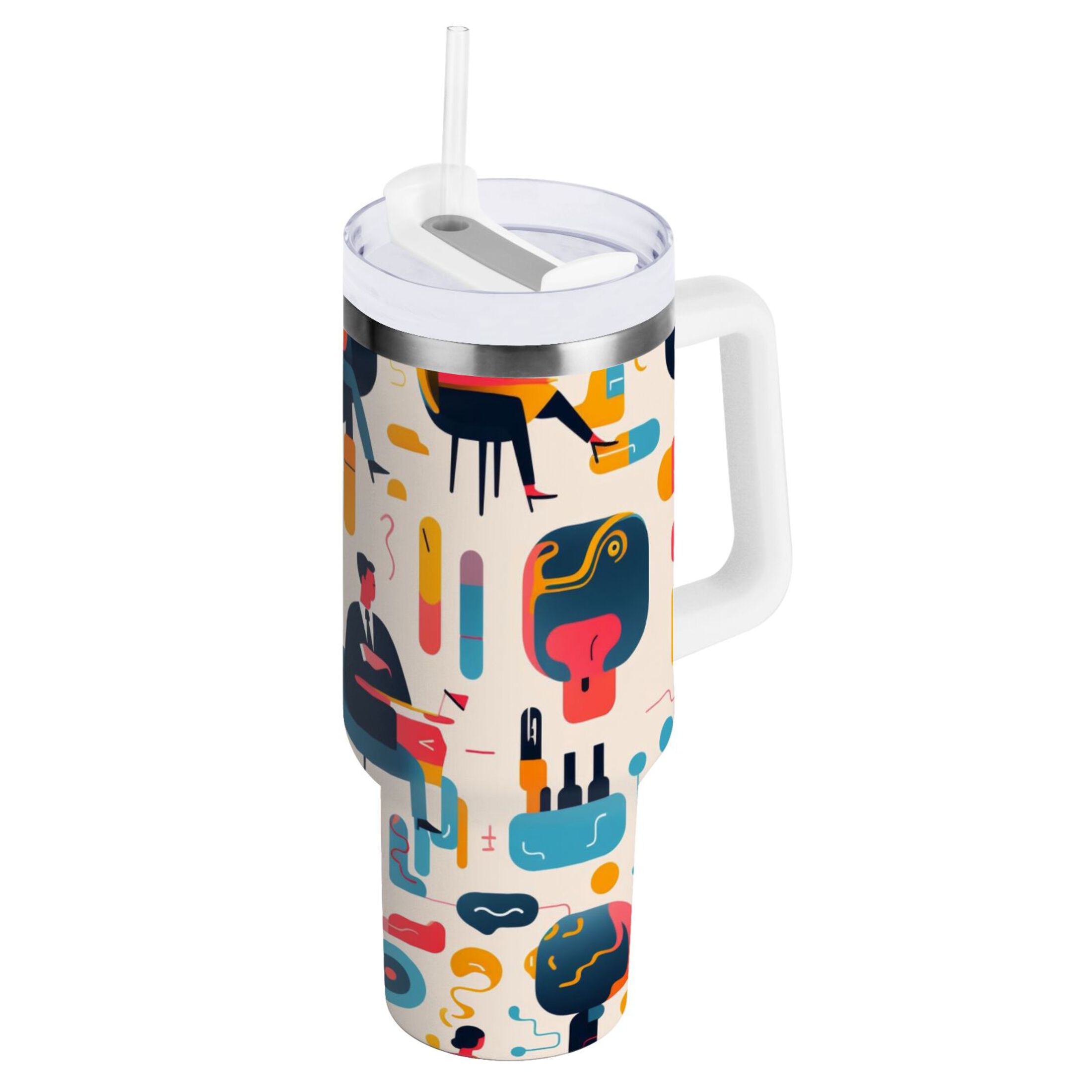 People Seating Chair 30 oz Tumbler with Handle and Straw Lid Vacuum ...