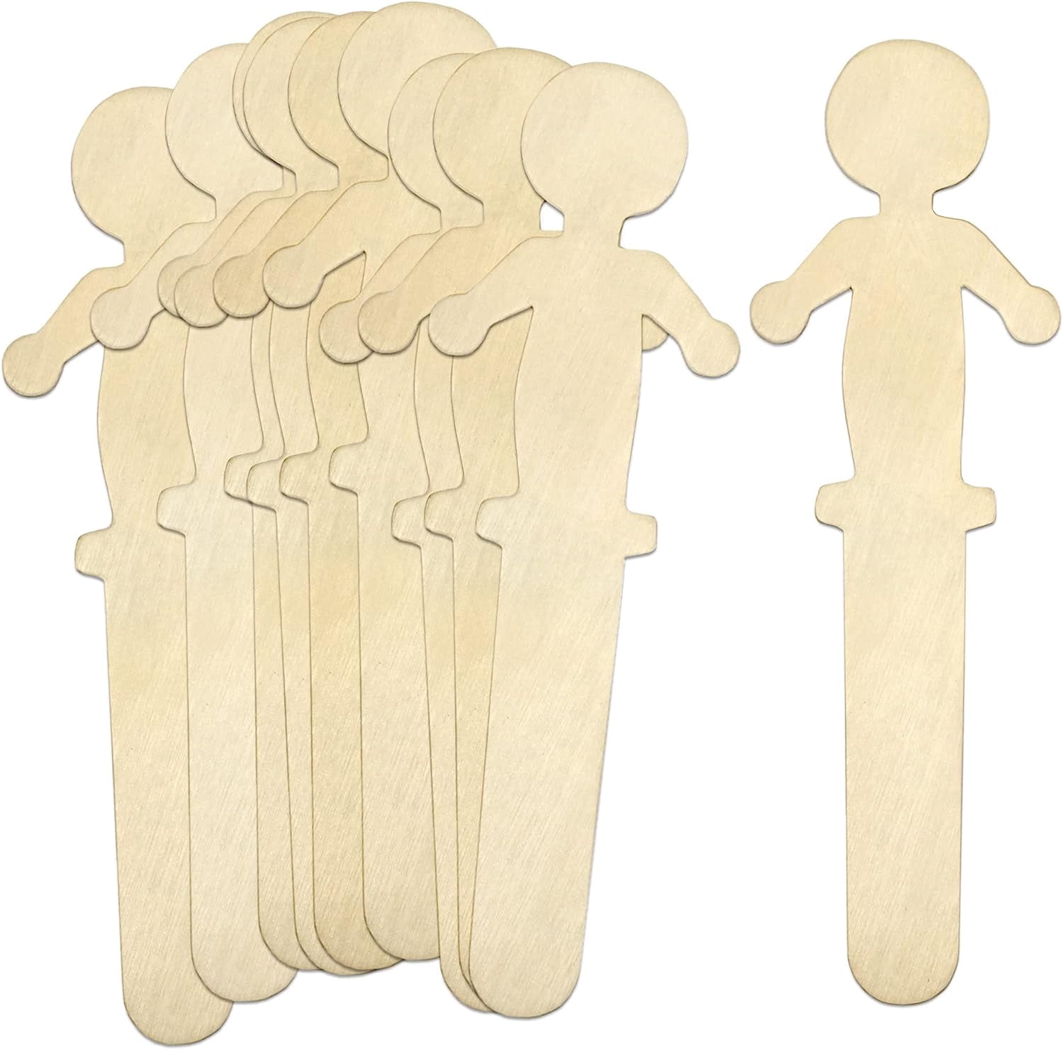 People Shaped Wooden Craft Sticks, 5.25" Person Shape Wood Popsicle ...