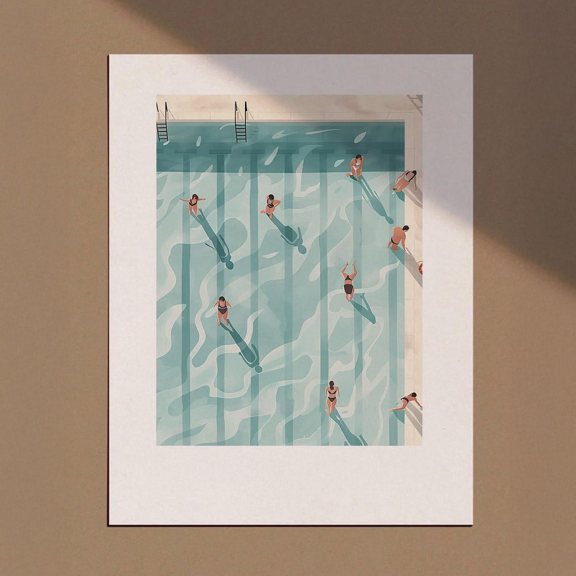 People Swimming In Pool Wall Art, Minimalist Tiny Swimmers Poster ...