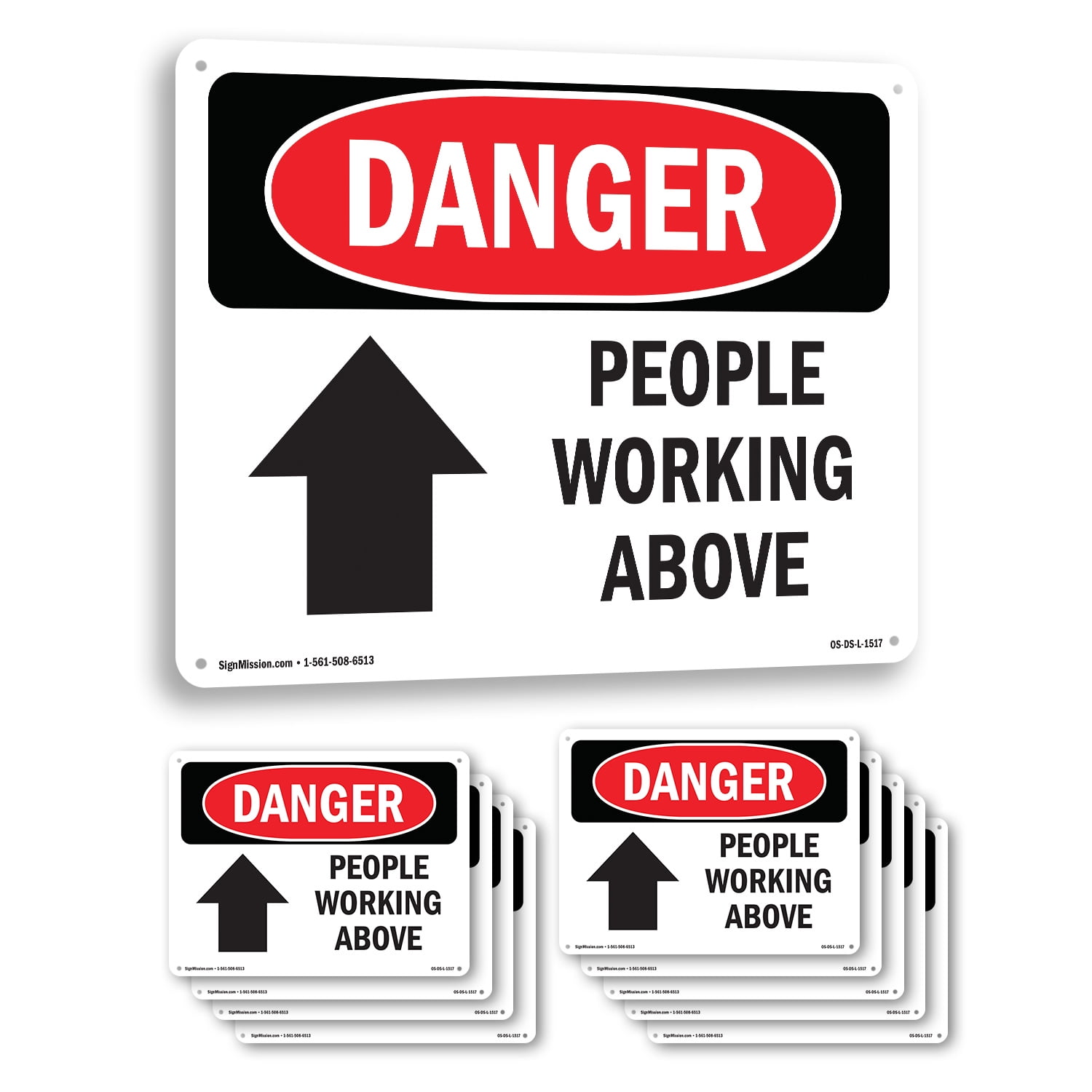 People Working Above OSHA Danger Rigid Plastic Sign 24 Inch x 18 Inch ...