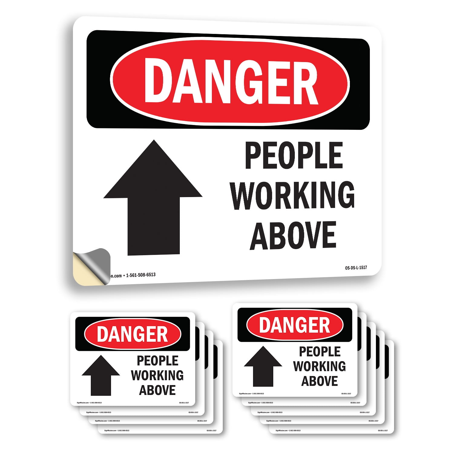 People Working Above OSHA Danger Vinyl Decal Label 24 Inch x 18 Inch ...