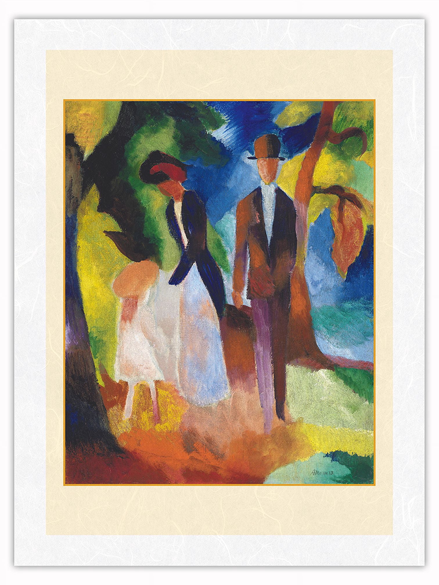 People by a Blue Lake - From an Original Color Painting by August Macke ...