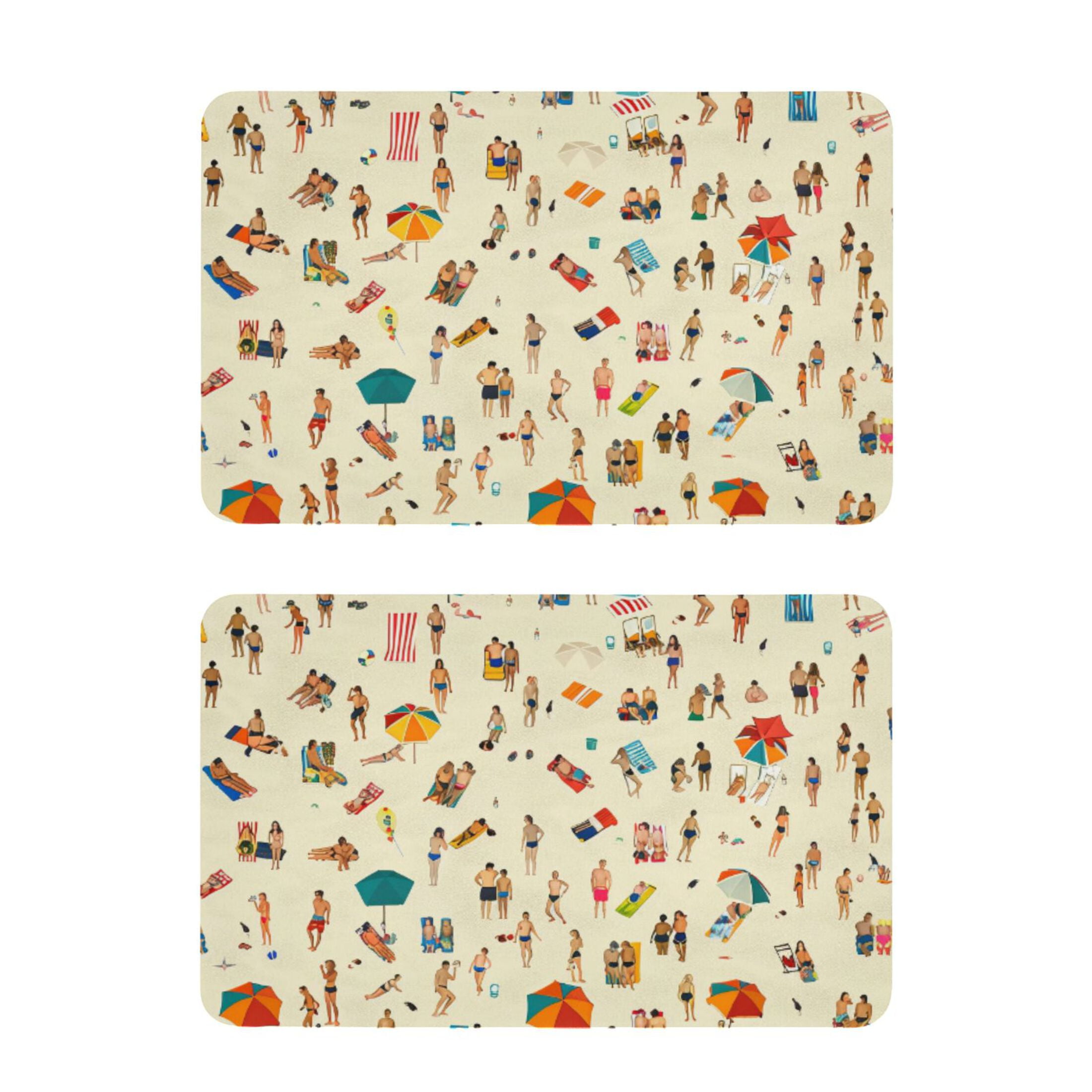 People on Beach Refrigerator Magnet Stickers Square Fridge Magnetic for ...