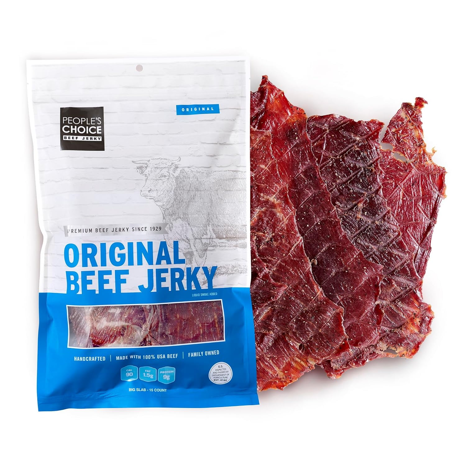 People's Choice Beef Jerky - Classic - Original - Big Slab - Whole Muscle Premium Cuts - Bulk ...