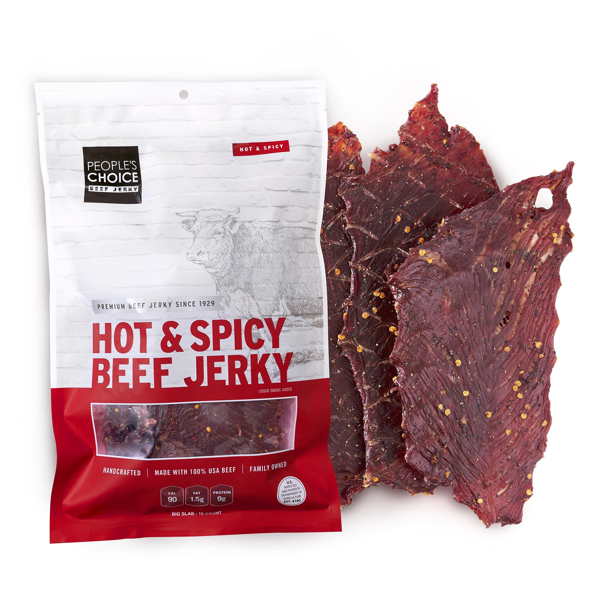 People’s Choice Beef Jerky - MDA05 Hot & Spicy Big Slab - Whole Muscle ...