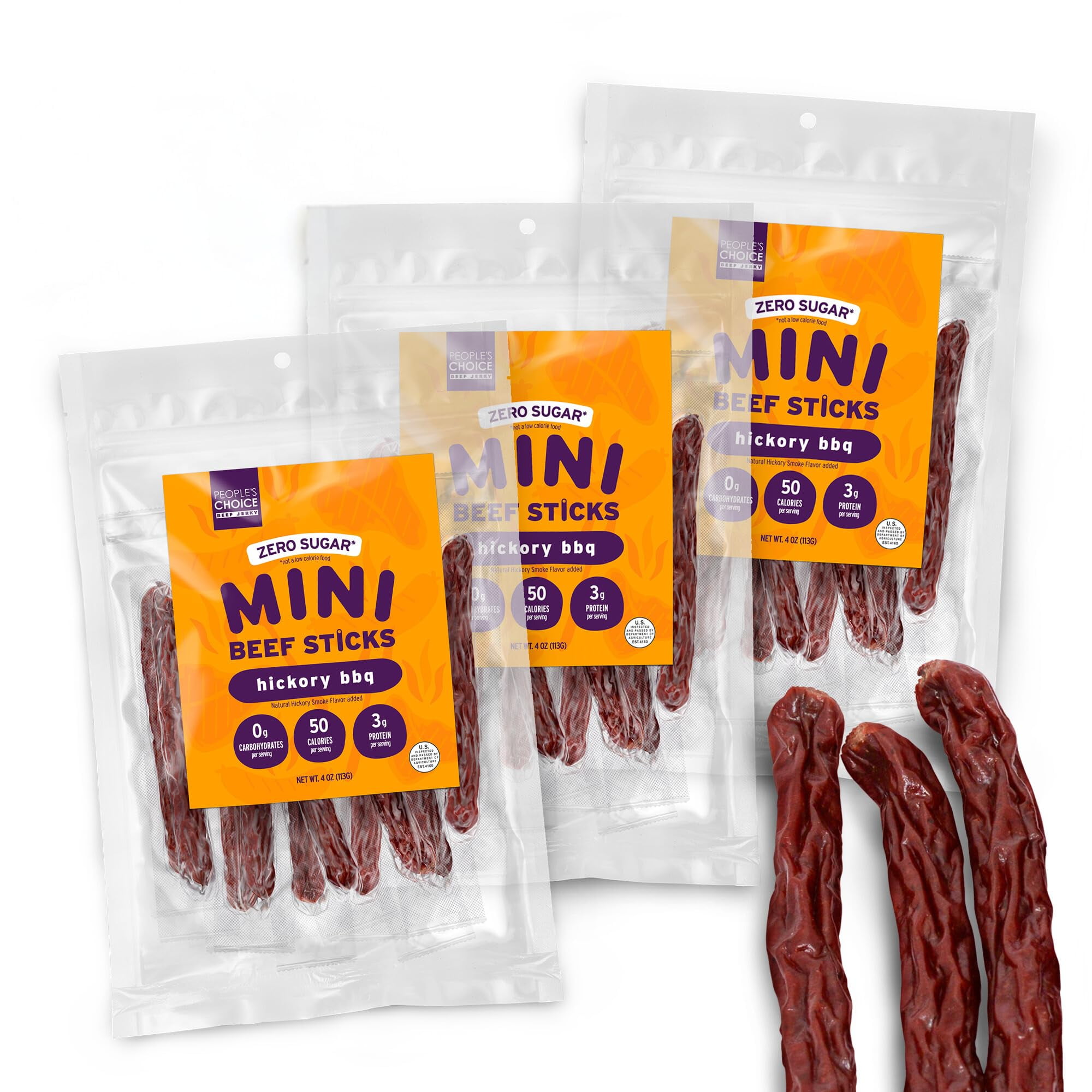 People's Choice Beef Jerky MZF22 Mini Beef Sticks - BBQ Jerky Sticks ...