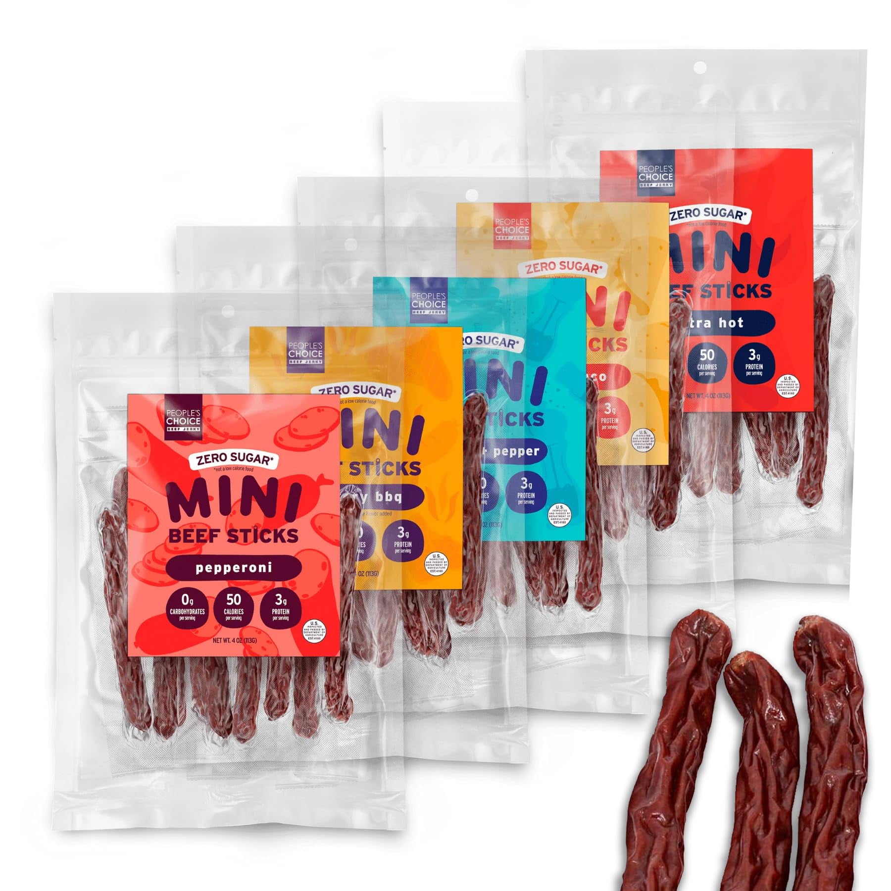 People's Choice Beef Jerky MZF22 Mini Beef Sticks - Pack Jerky Sticks ...