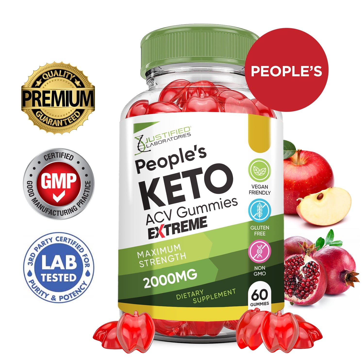 Peoples Keto Extreme ACV Gummies 2000mg Dietary Supplement 60 Gummys ...