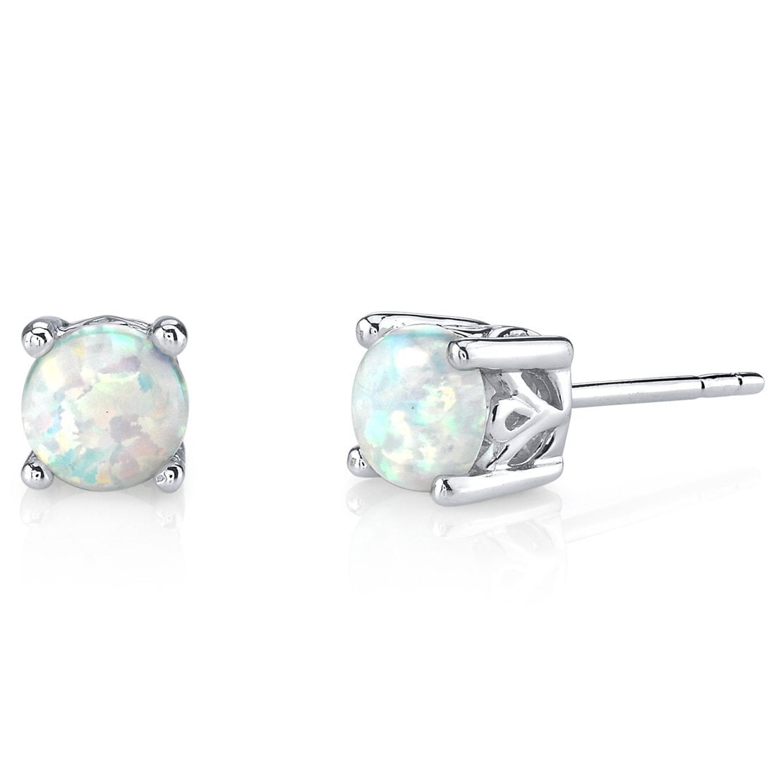 Peora Created White Opal Stud Earrings 925 Sterling Silver ...