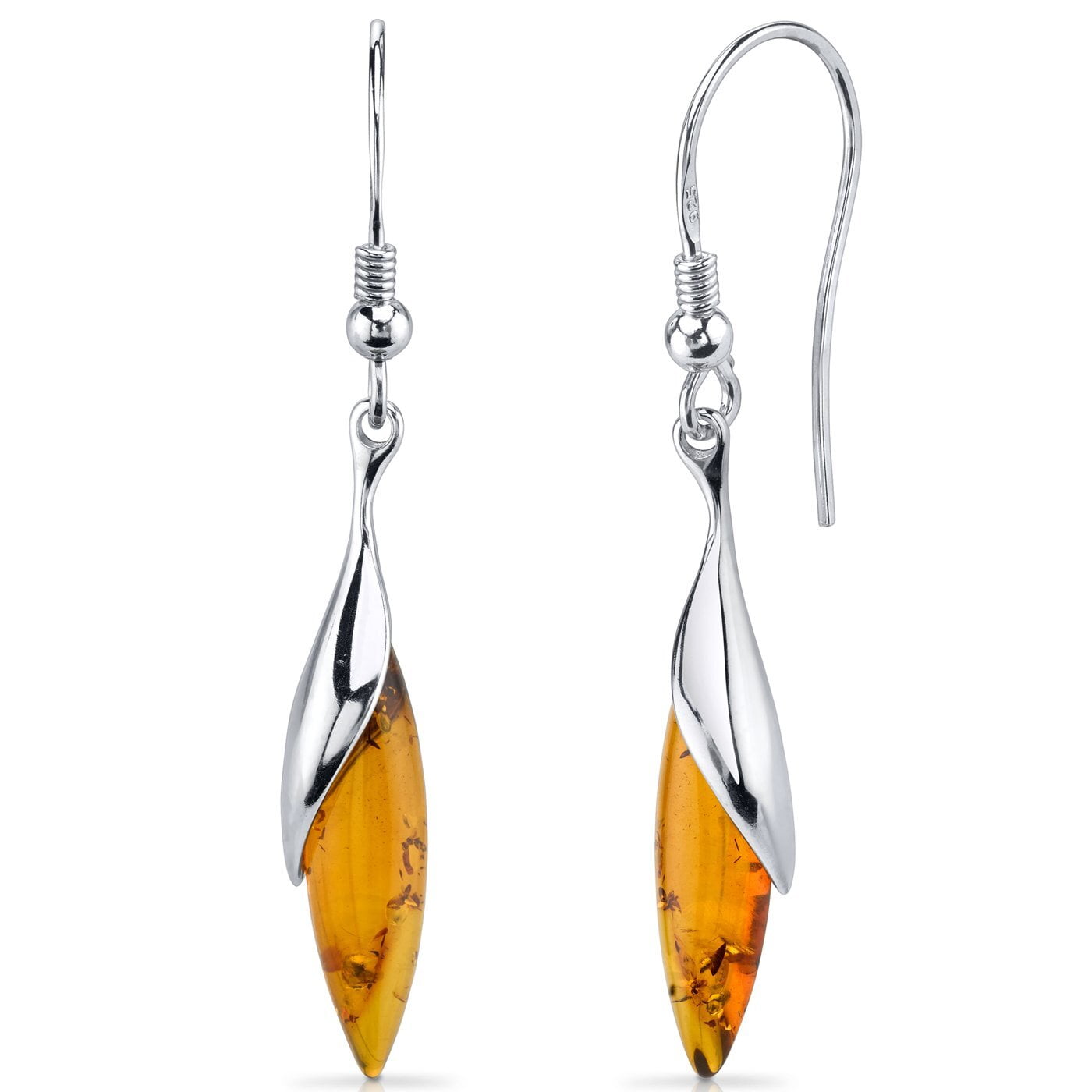 Peora Genuine Baltic Amber Drop Earrings for Women 925 Sterling Silver ...