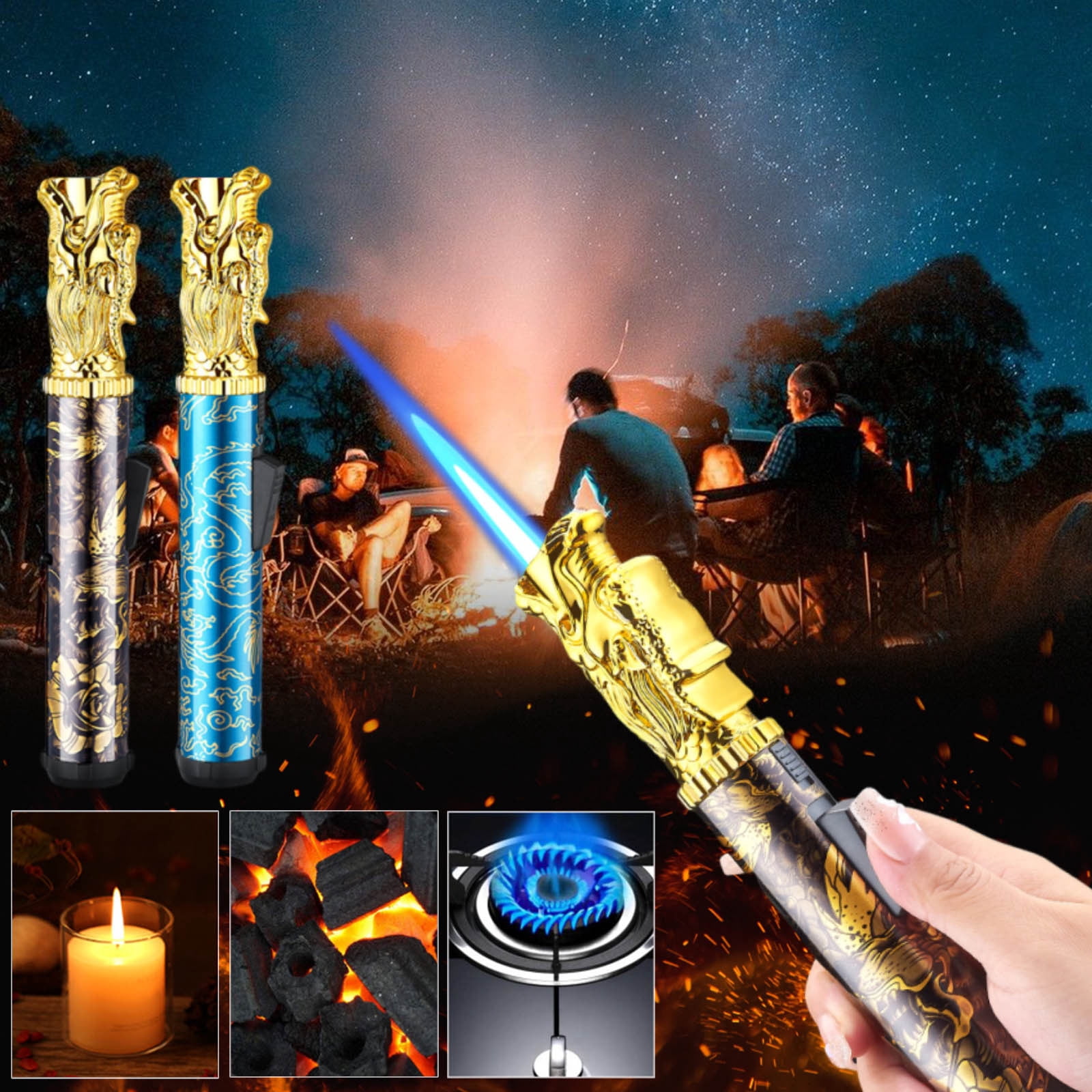 Peorpel Butane Torch Lighter, Windproof Jet Flame Cooking Torch Lighter ...