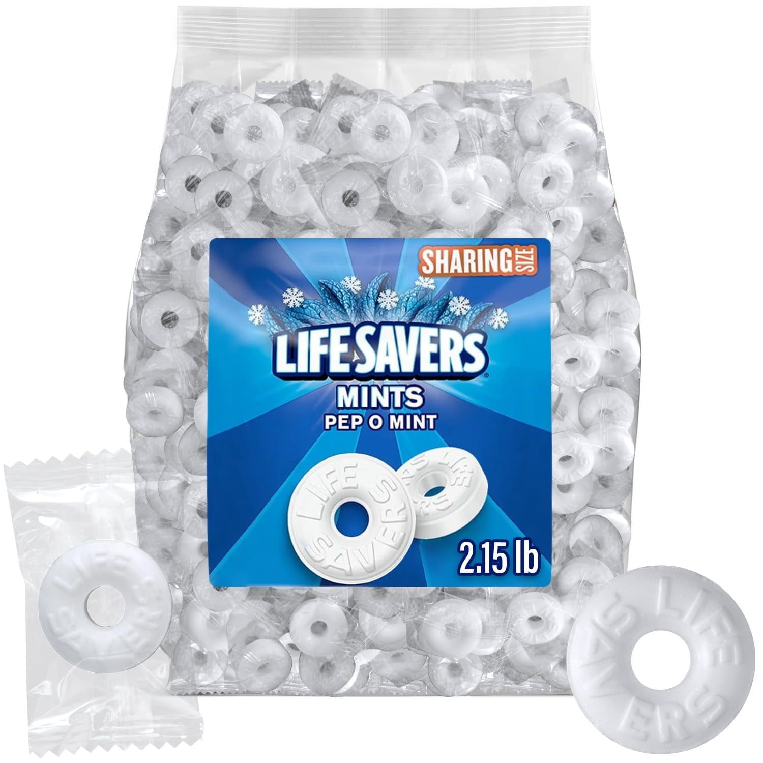 Pep O Mint Hard ESF27 Candy, 2lb + 2oz Bulk Pack of Mints Individually ...