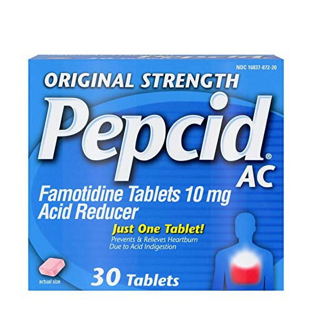 Pepcid AC 10 mg Famotidine Heartburn Prevention Relief, Original, 30 ...