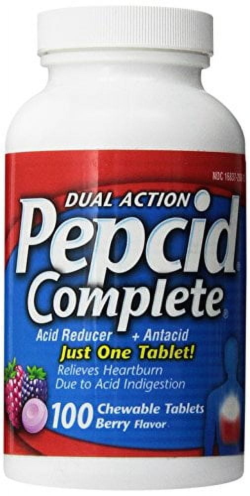 Pepcid Complete, 100 Chewable Tablets, Daily Antacid for Heartburn ...