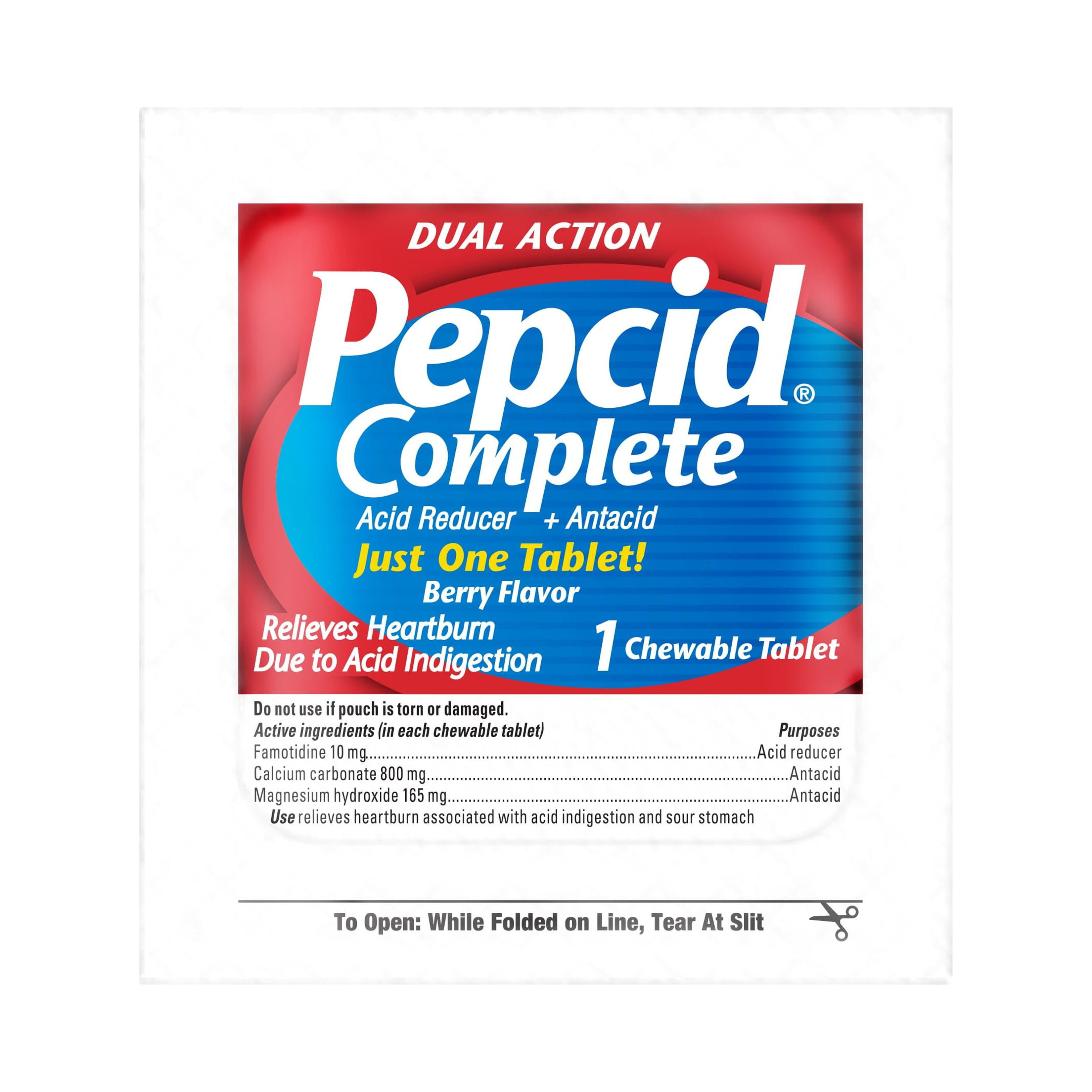 Pepcid Complete 2-in-1 Acid Reducer + Antacid Chewables, Berry, 4 ct ...