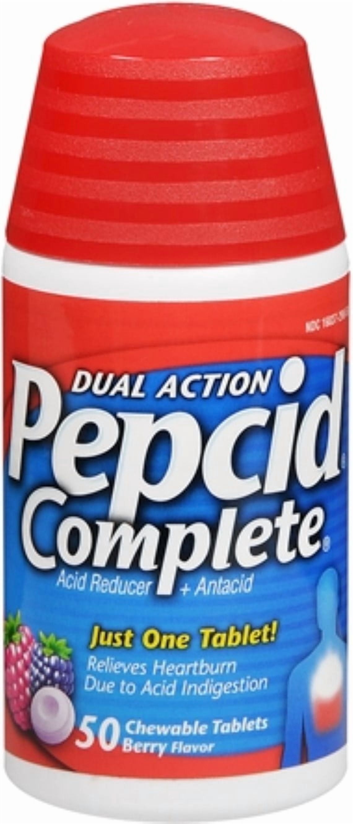 Pepcid Complete Chewable Tablets Berry Flavor 50 Tablets - Walmart ...