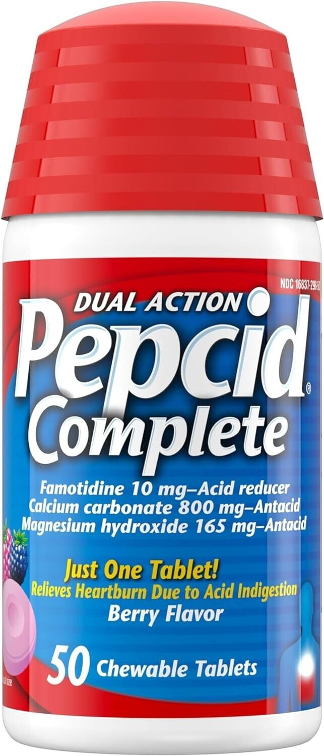 Pepcid Complete Dual Action Acid Reducer Berry - 50 Chewable Tablets ...