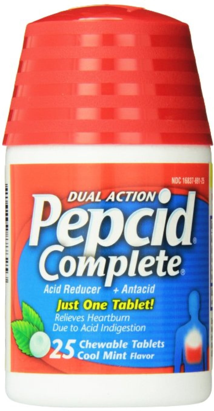 Pepcid Complete Dual Action Acid Reducer, Chewable Tablets, Cool Mint ...
